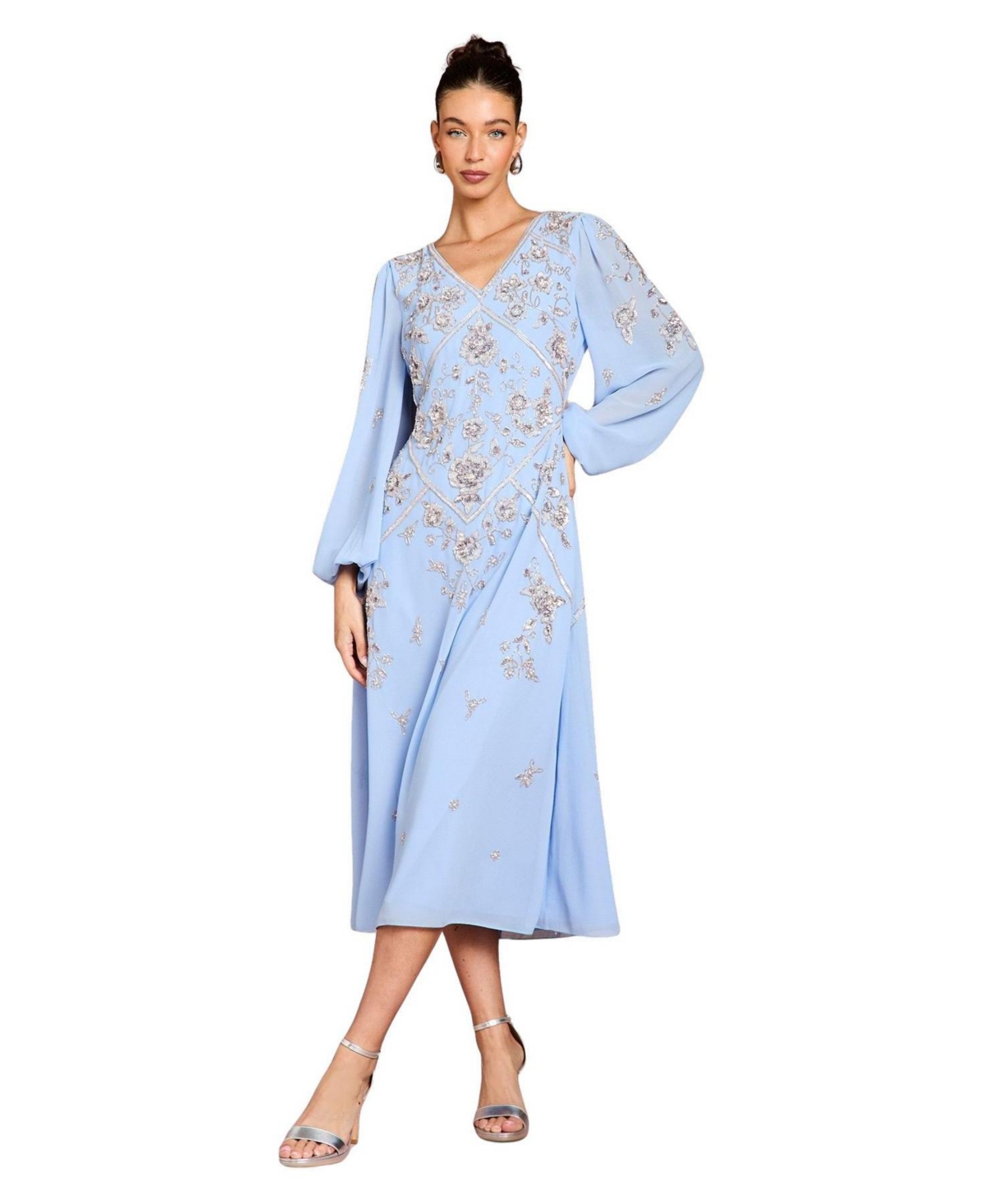 Click here for Coast Womens Embellished V-Neck Midi Dress - Dusty... prices