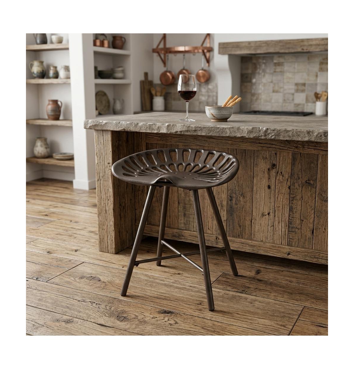 Click here for HomeRoots 18 Iron Backless Bar Chair - Copper prices