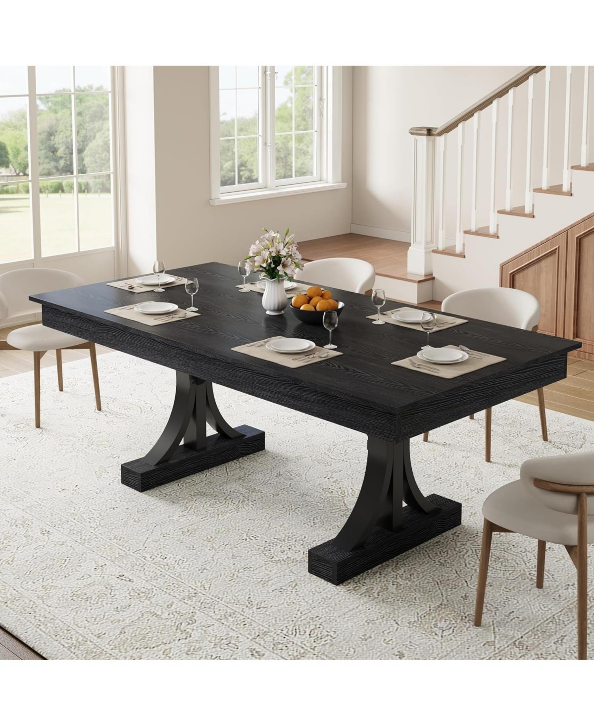 Click here for homfan 71 Dining Table for 6-8 with 2 Drawers  Dou... prices