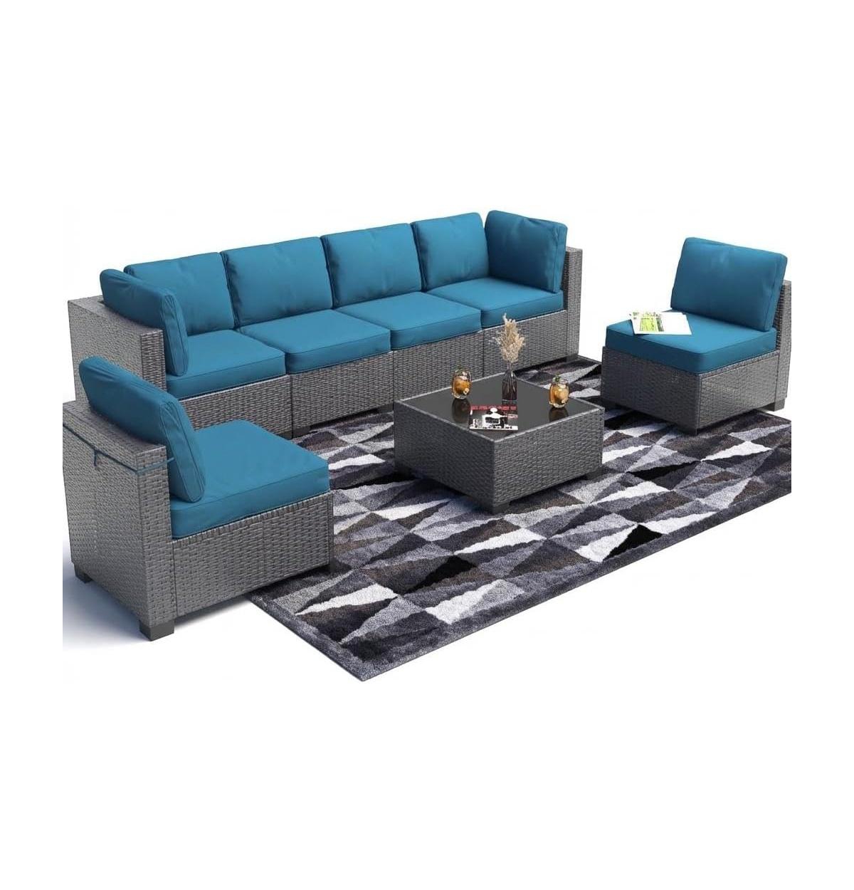 Click here for Xo 7-Piece Wicker Patio Set  Sectional Sofa with T... prices
