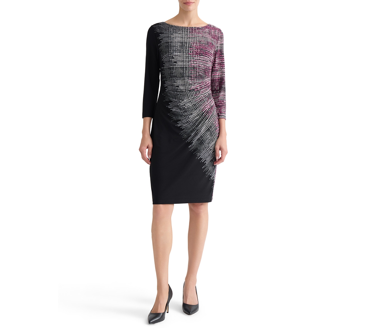 Click here for Kasper Womens Boat-Neck Side-Pleat 3/4-Sleeve Dres... prices