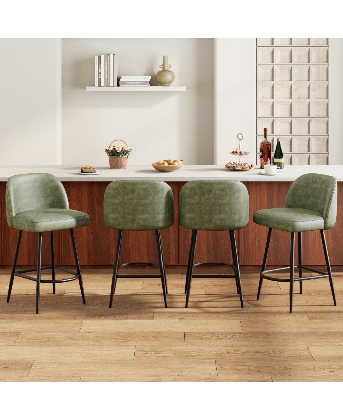 Click here for homfan Set of 4 Counter Height Bar Stools with Win... prices