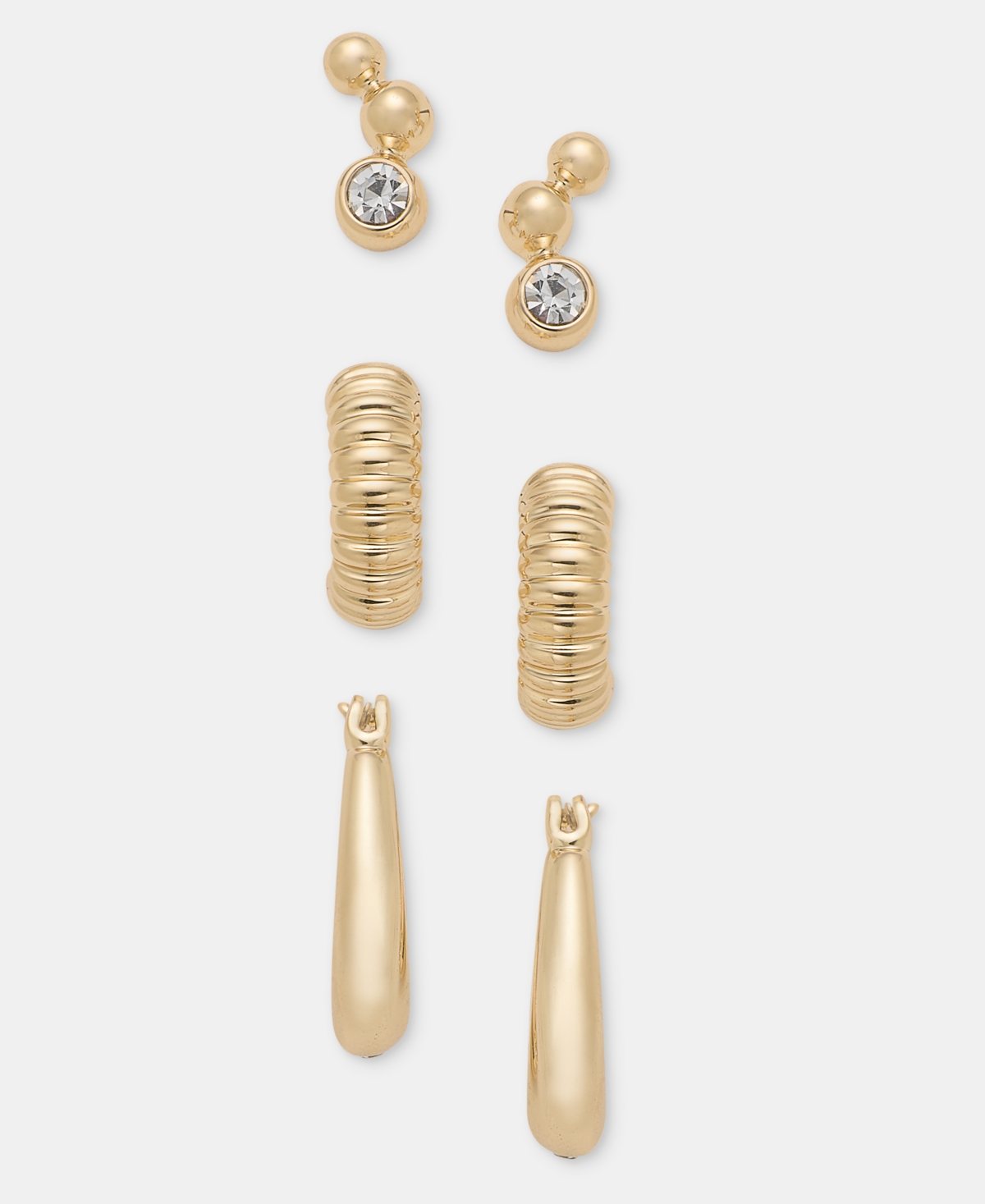 Click here for Anne Klein Crystal Stud & Hoop Earrings  3-Piece S... prices
