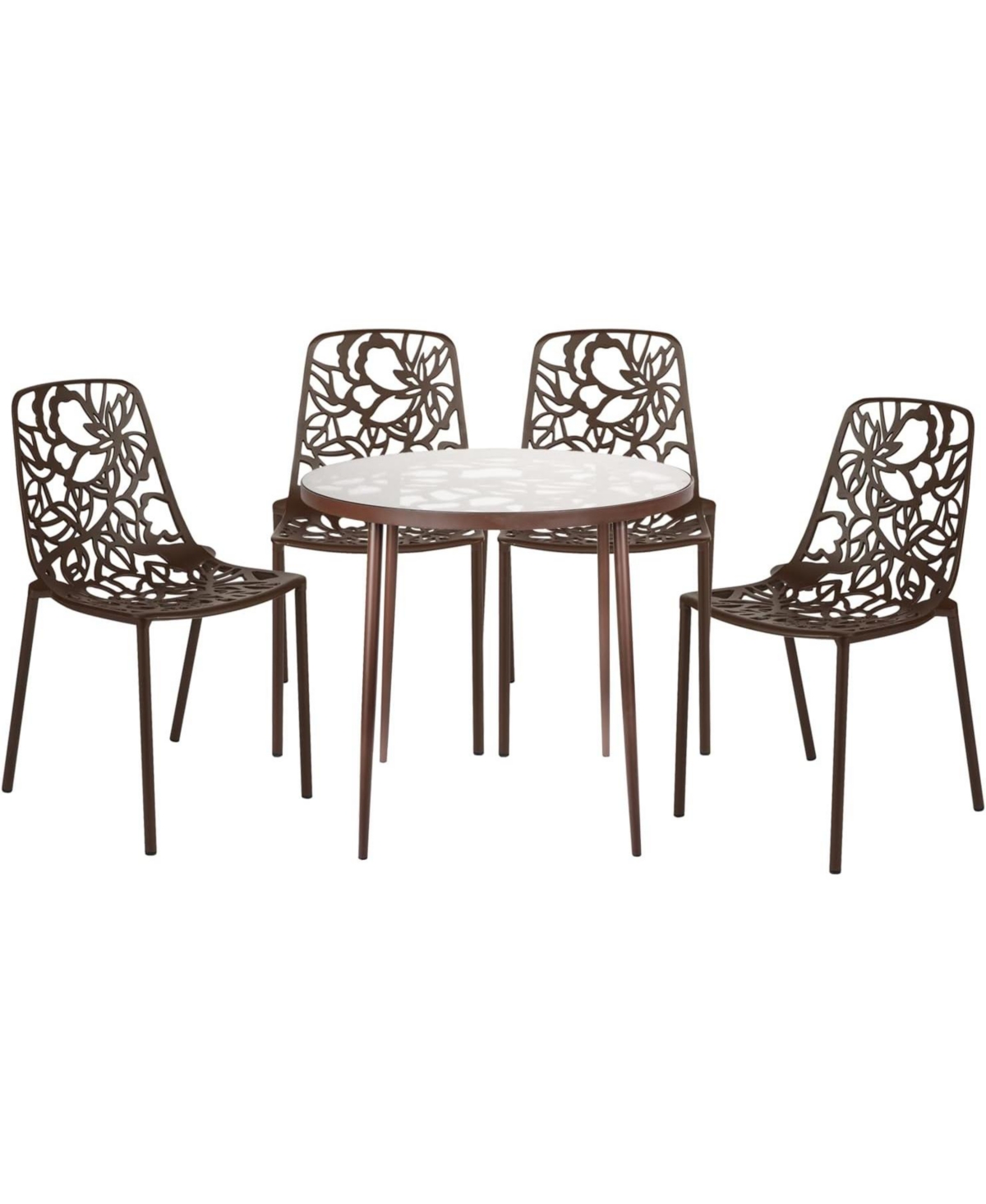 Click here for LeisureMod Devon 5-Piece Outdoor Dining Set - Roun... prices