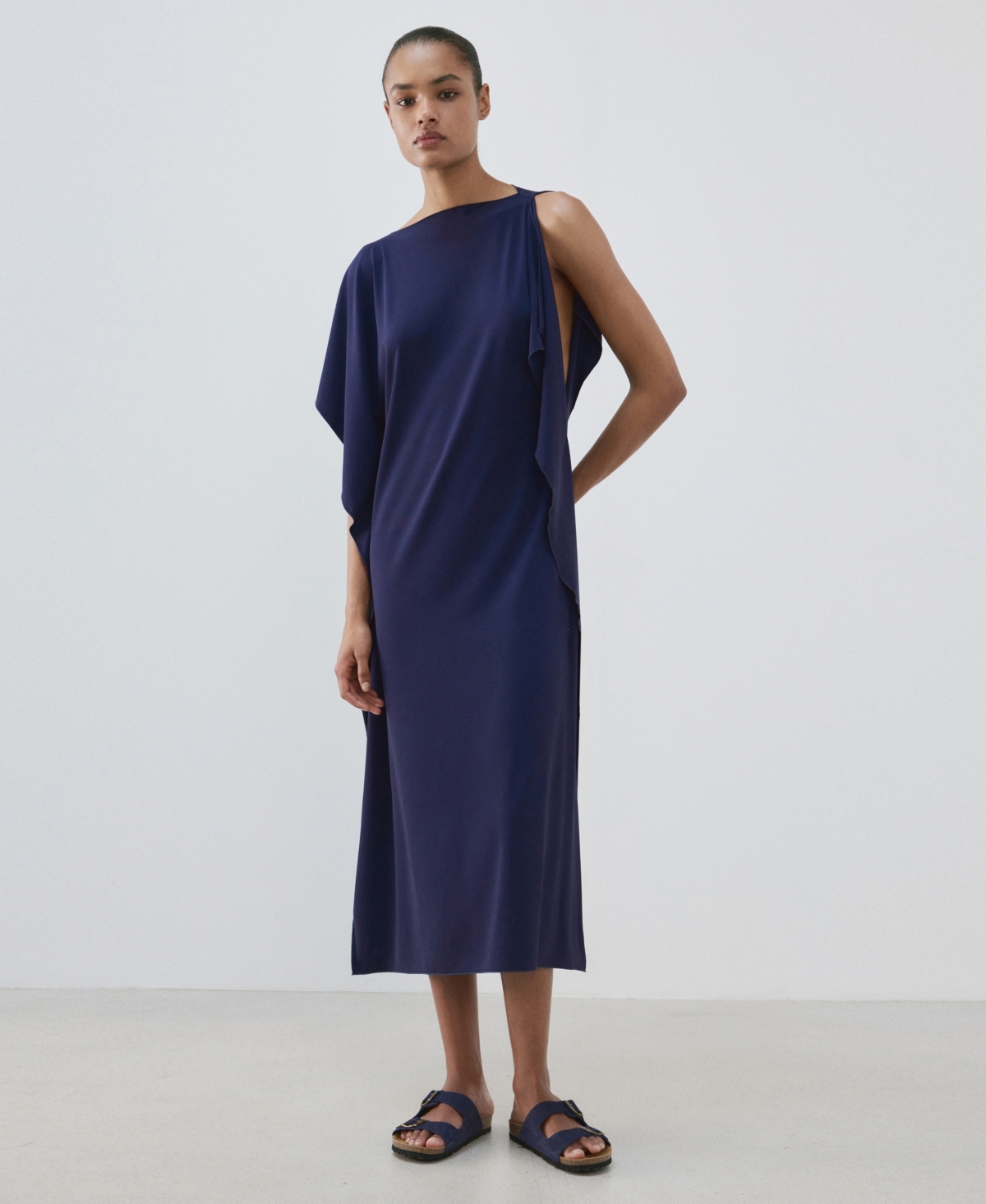 Click here for Mango Womens Ruffled Detail Caftan - Blue prices