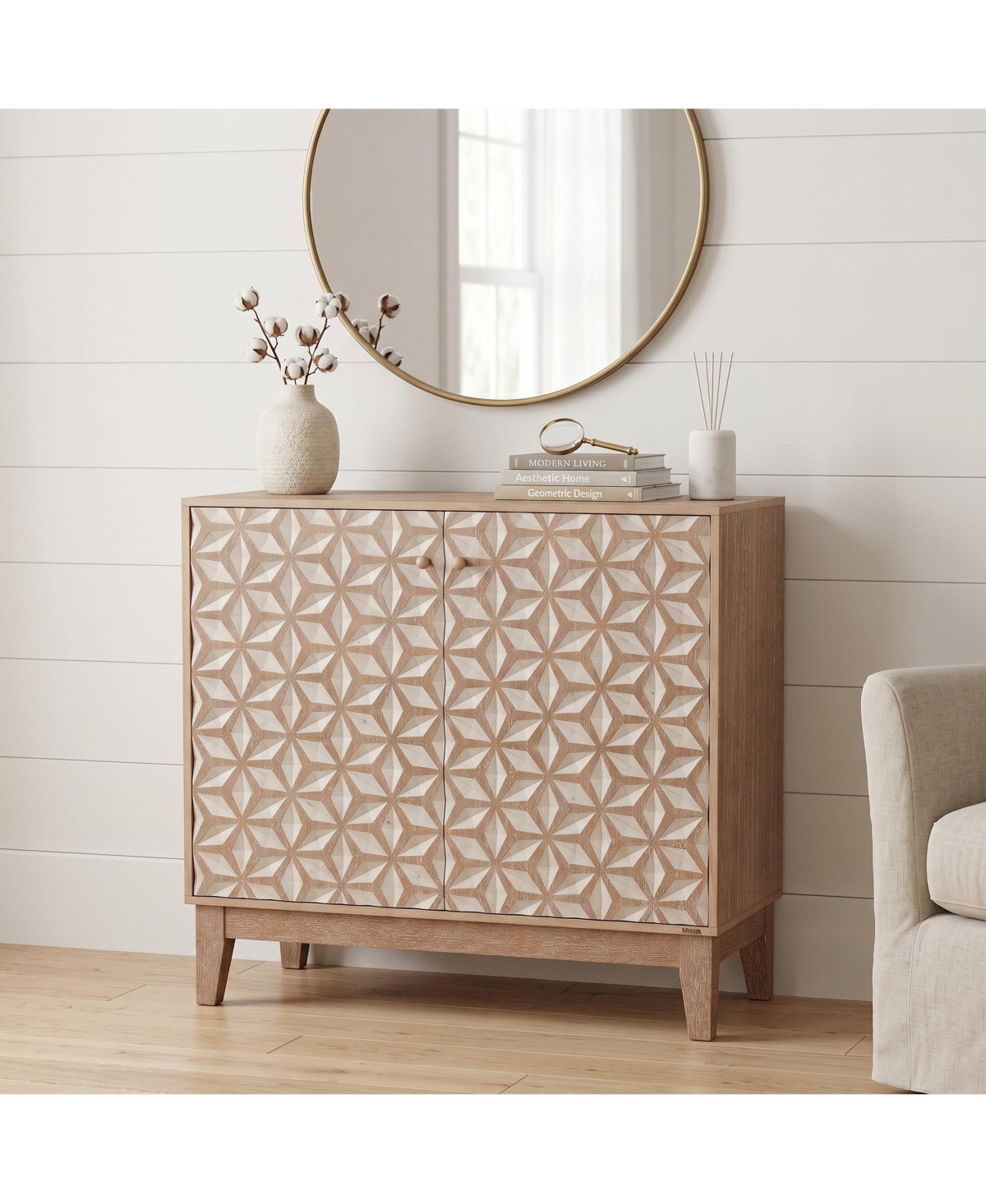 Click here for Sailvan 31.5 Inch Geometric Design Sideboard  2-Do... prices