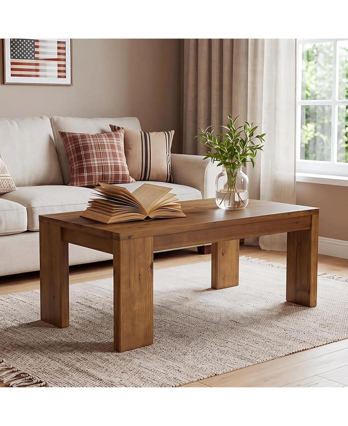 Click here for Tribesigns Solid Wood Coffee Table: 47 wooden cent... prices
