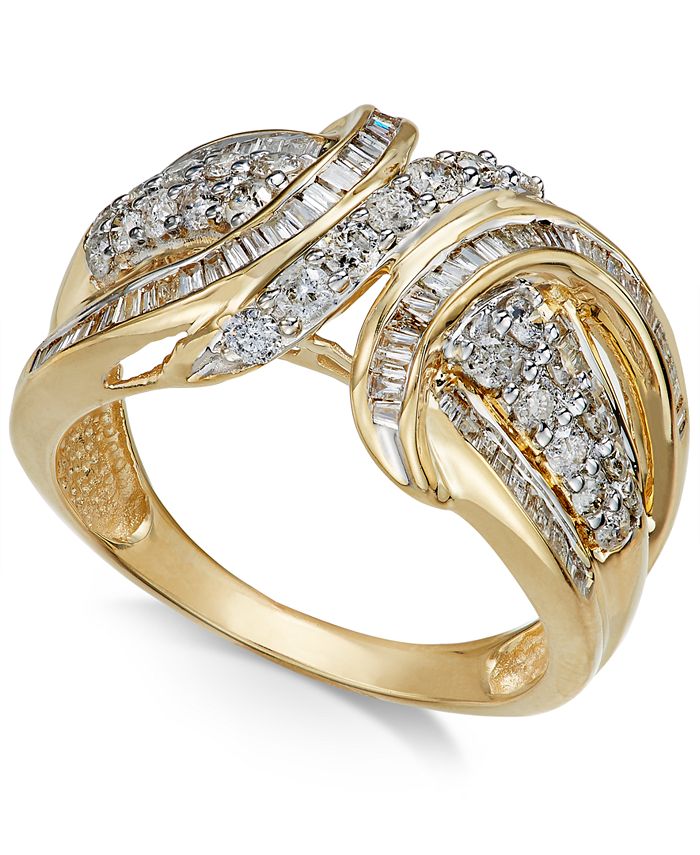 Macy's Diamond Swoop Band (1 ct. t.w.) in 14k Yellow or White Gold - Macy's