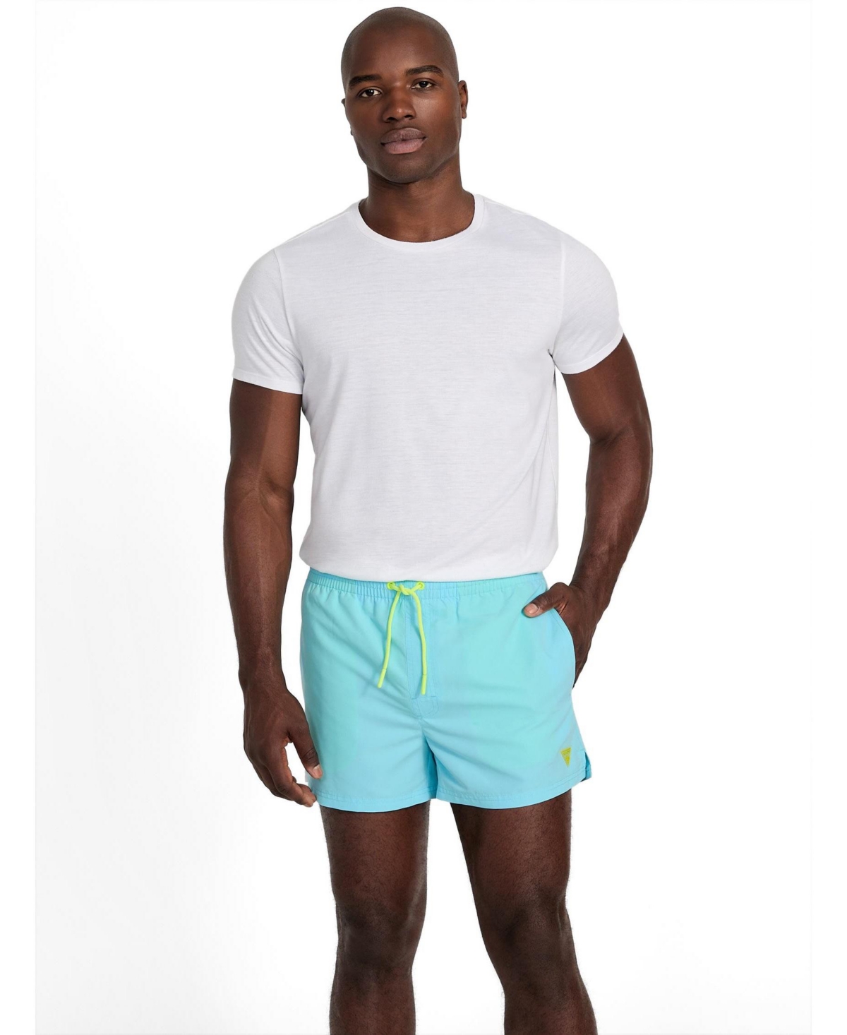 Click here for Guess Mens Eco Neon Swim Trunks - Azure fluo prices