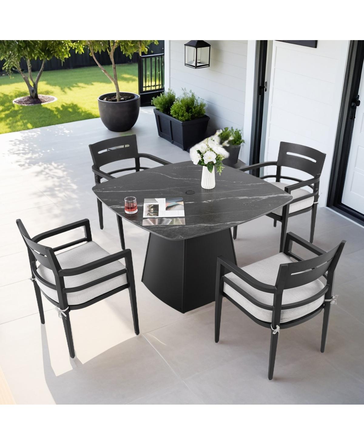 Click here for Asagikoiai 5-Piece Aluminium Outdoor Dining Set wi... prices