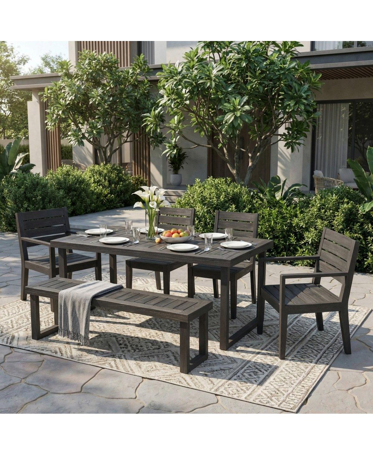 Click here for Asagikoiai 6 Seater Acacia Wood Outdoor Dining Set... prices