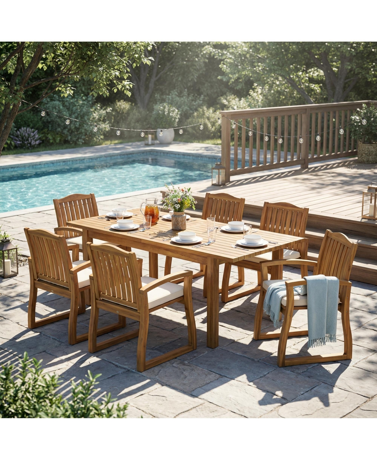 Click here for Clihome 7 Piece Acacia Wood Outdoor Dining Set Exp... prices