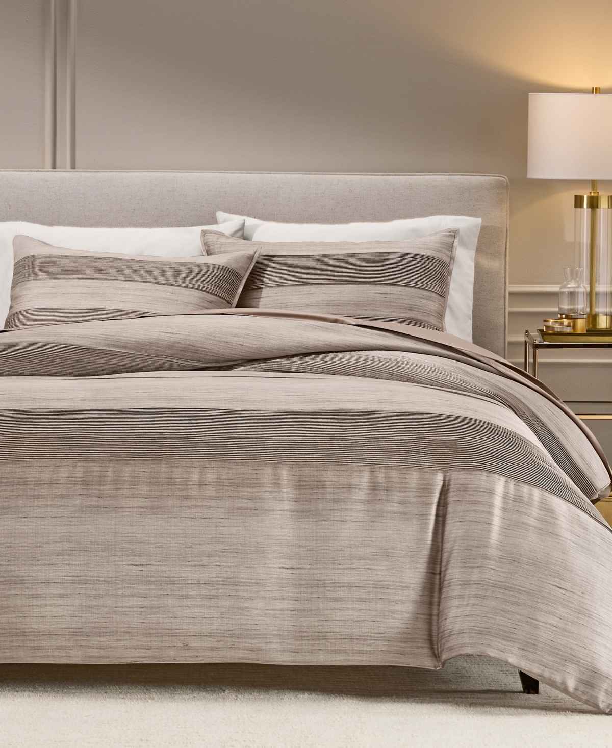 Click here for Hotel Collection Pleated Stripe 3-Piece Comforter... prices
