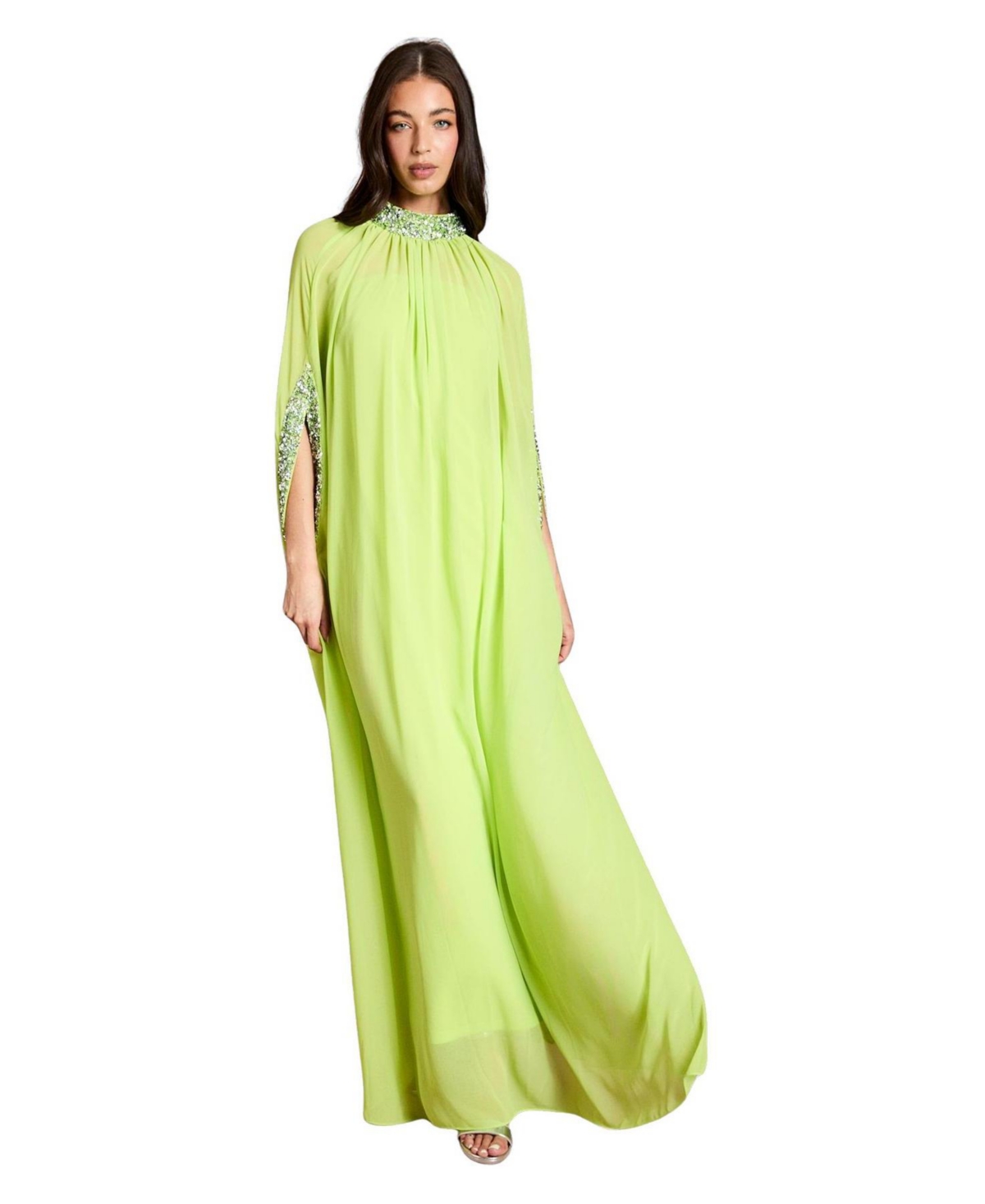 Click here for Coast Womens Muse Chiffon Cape Dress - Lime prices