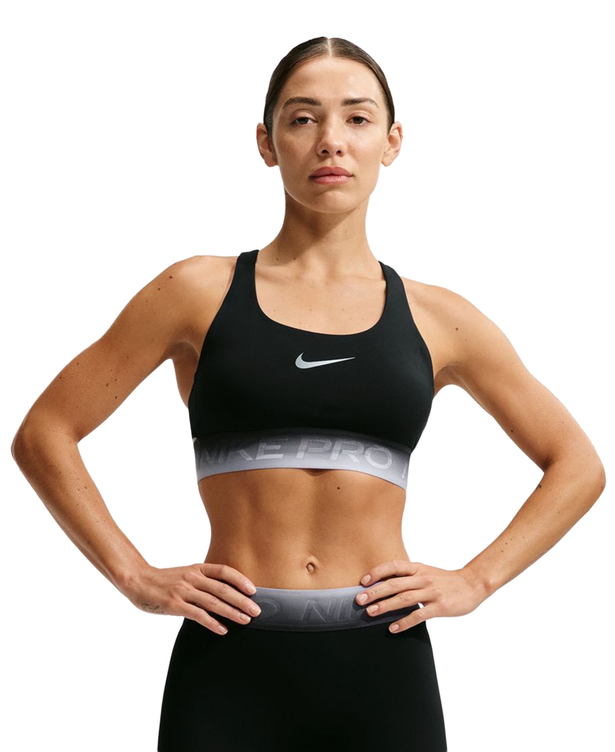 Click here for Nike Pro Womens Sports Bra - Black/Ghost/Smoke Gre... prices
