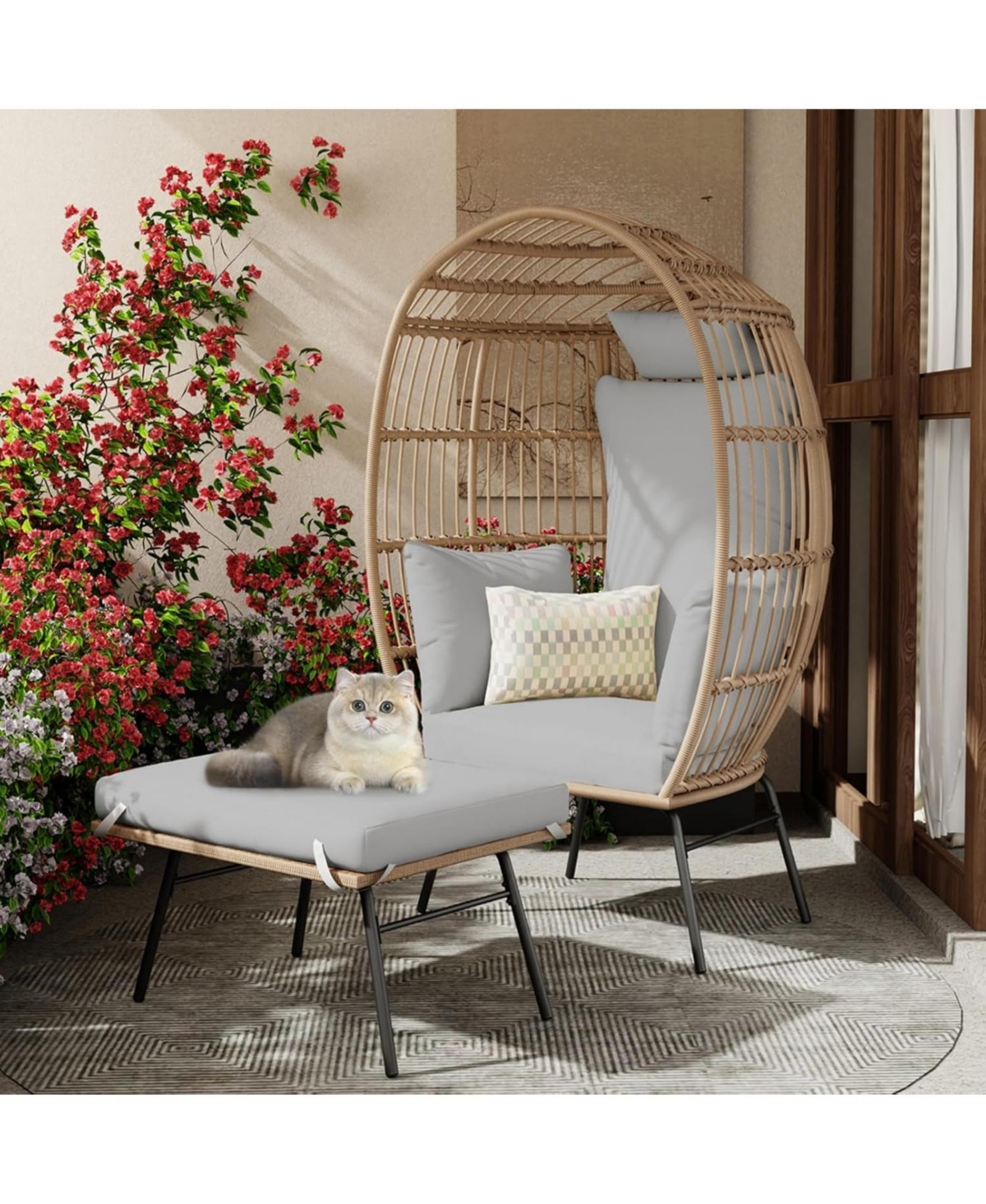 Click here for gaomon Oversized Wicker Egg Patio Chair with Ottom... prices
