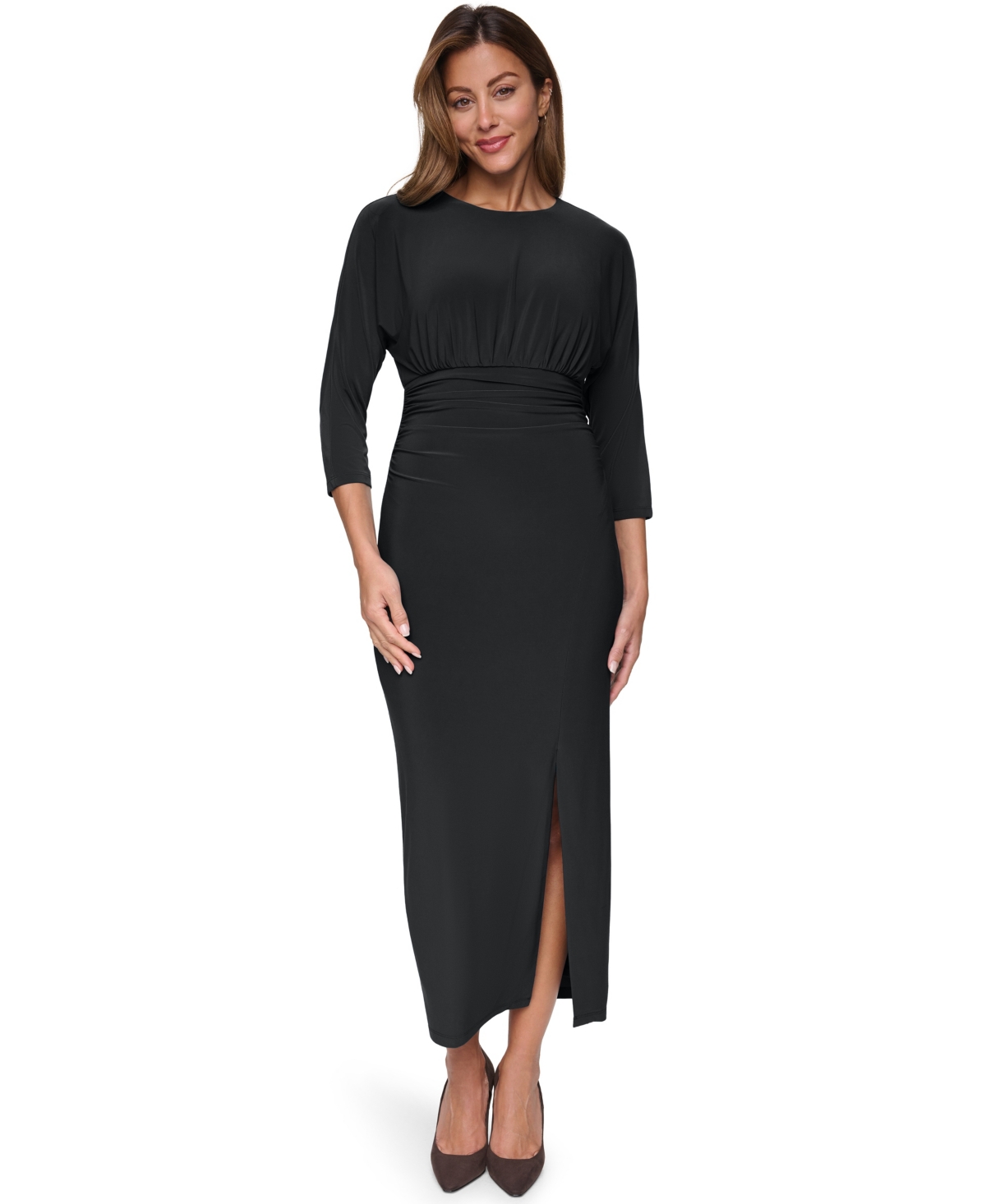 Click here for Vince Camuto Womens Ruched Bodycon Midi Dress - Bl... prices