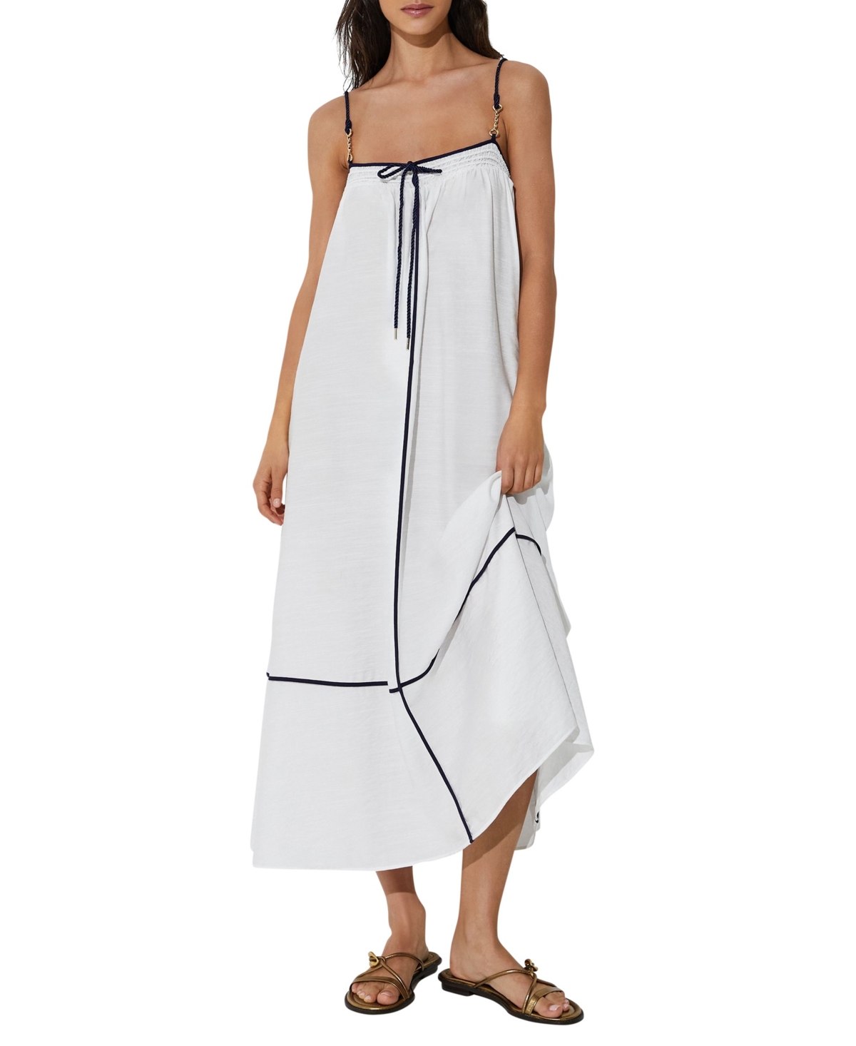 Click here for Reiss Womens Isla Contrast Tipped Resort Dress - I... prices