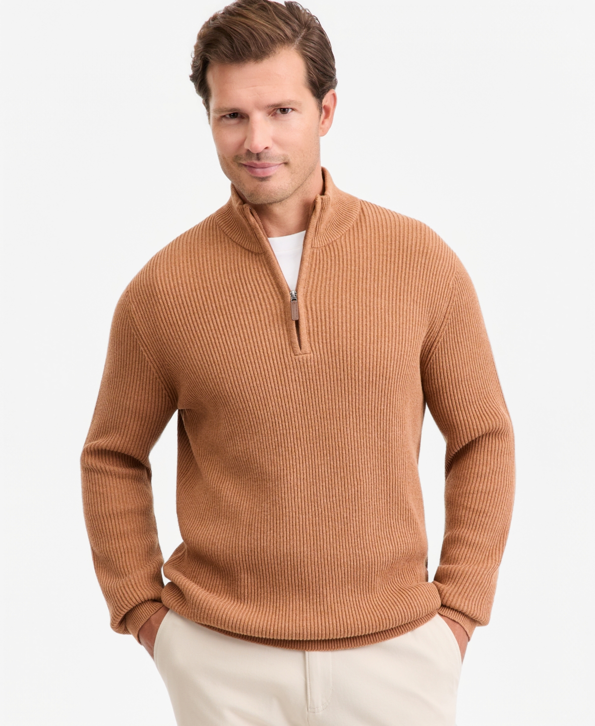 Click here for Club Room Mens Cotton Refined Cardigan Stitch Quar... prices