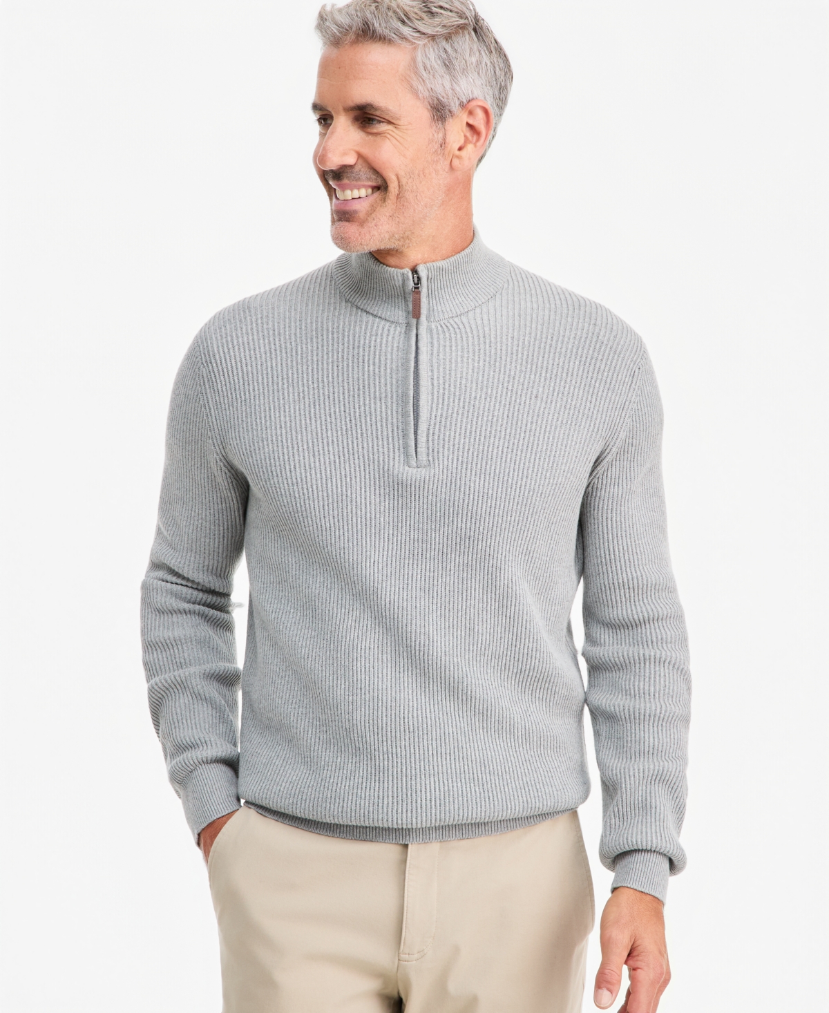 Click here for Club Room Mens Cotton Refined Cardigan Stitch Quar... prices
