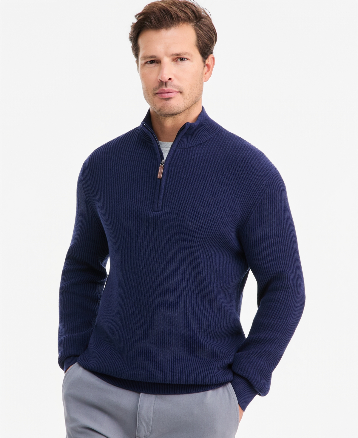 Click here for Club Room Mens Cotton Refined Cardigan Stitch Quar... prices