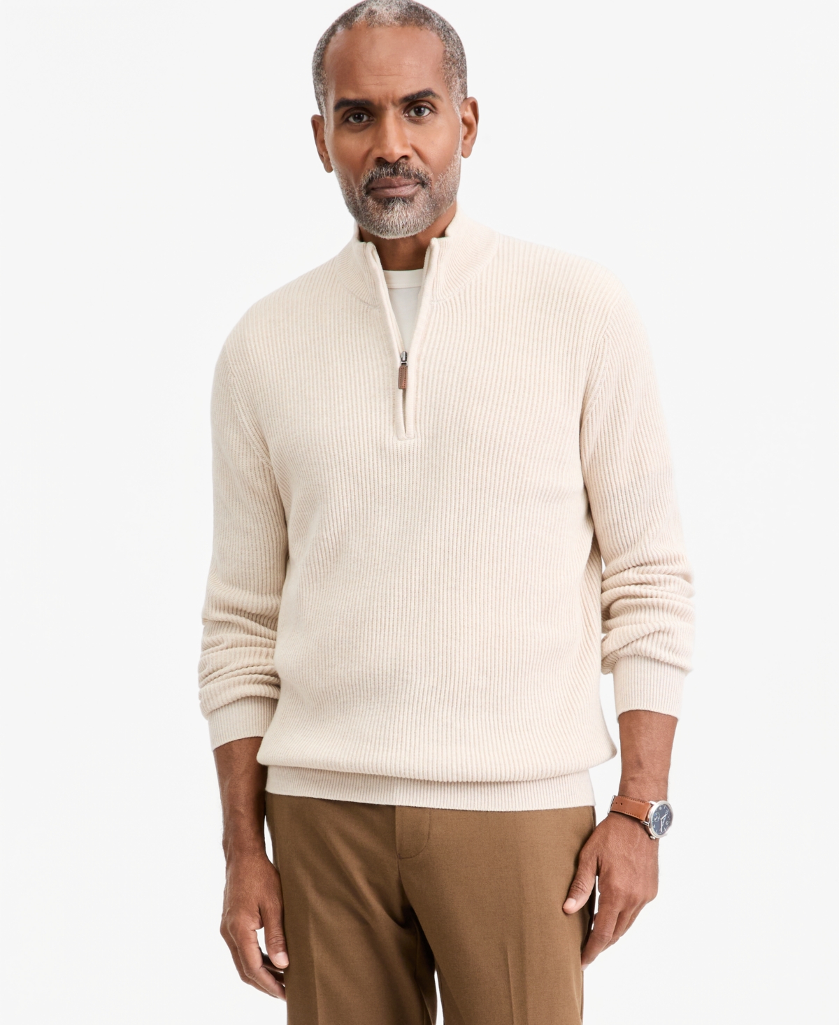 Click here for Club Room Mens Cotton Refined Cardigan Stitch Quar... prices