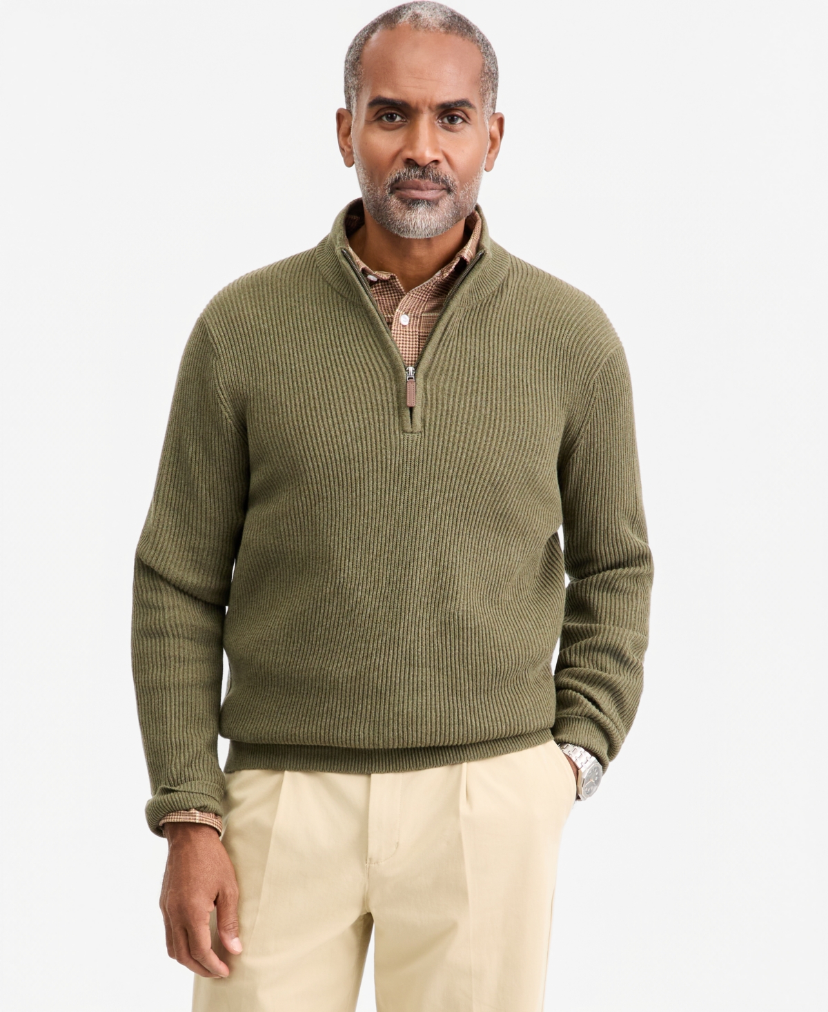 Click here for Club Room Mens Cotton Refined Cardigan Stitch Quar... prices