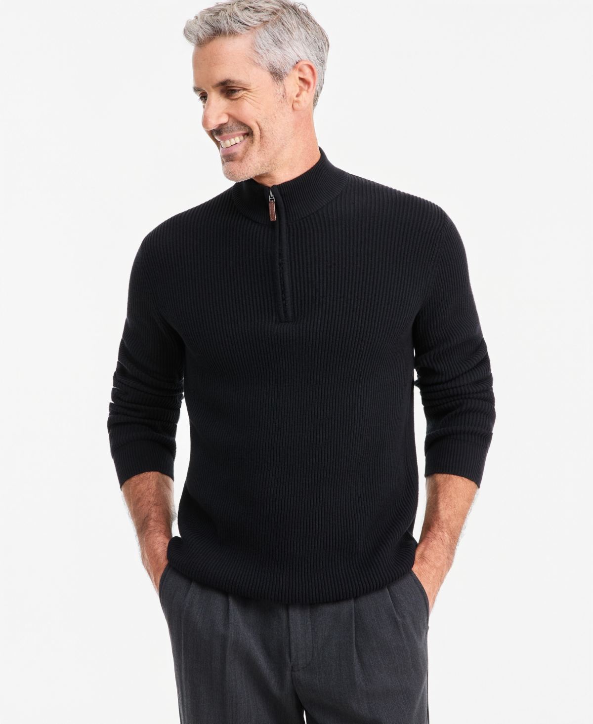 Click here for Club Room Mens Cotton Refined Cardigan Stitch Quar... prices