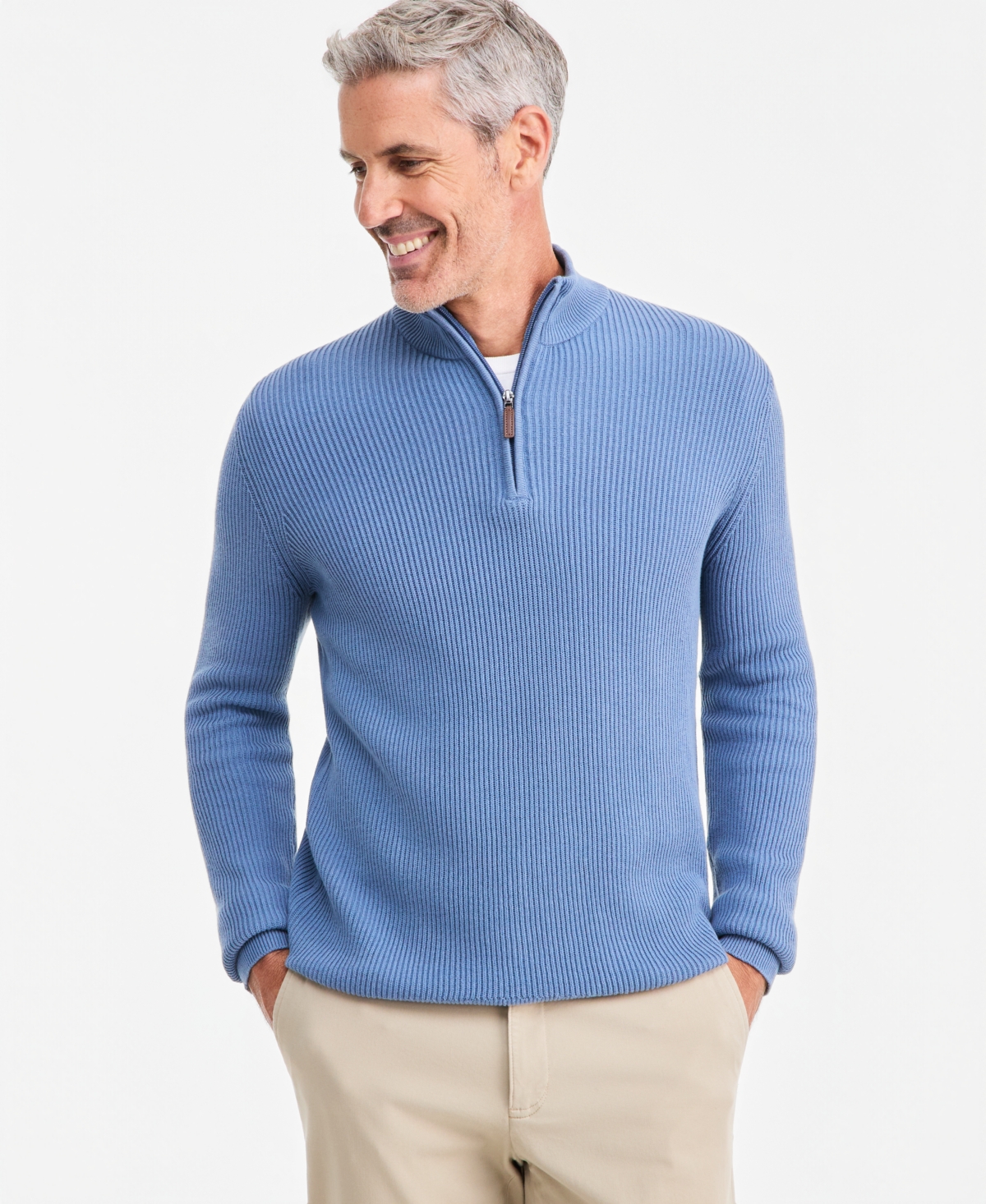 Click here for Club Room Mens Cotton Refined Cardigan Stitch Quar... prices