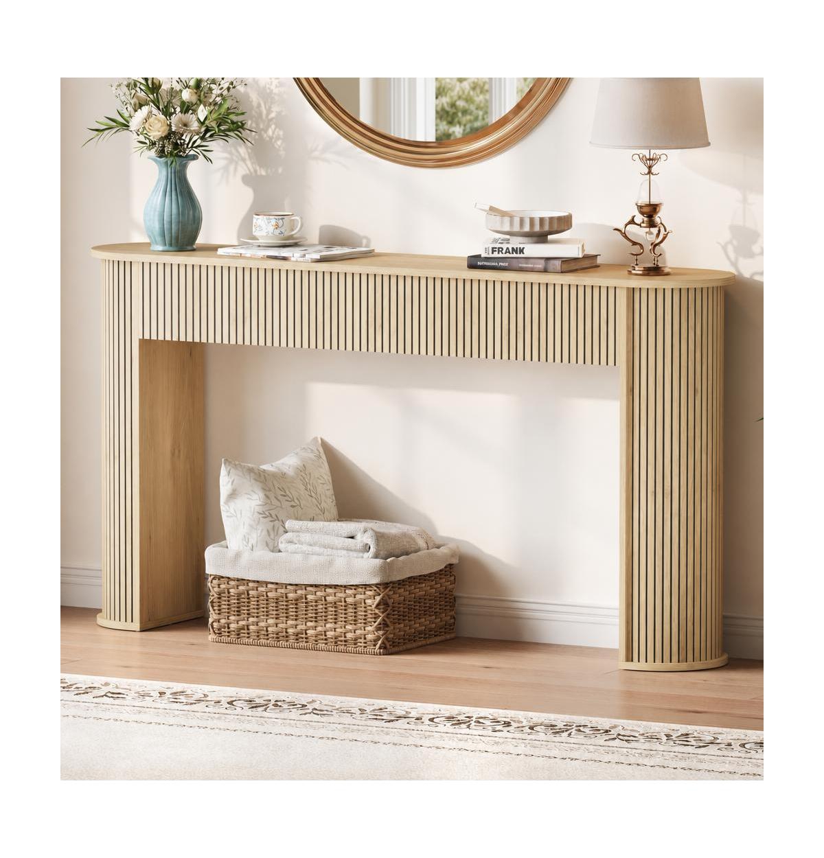 Click here for homfan Fluted Console Table  Oval-Top Entryway Sof... prices