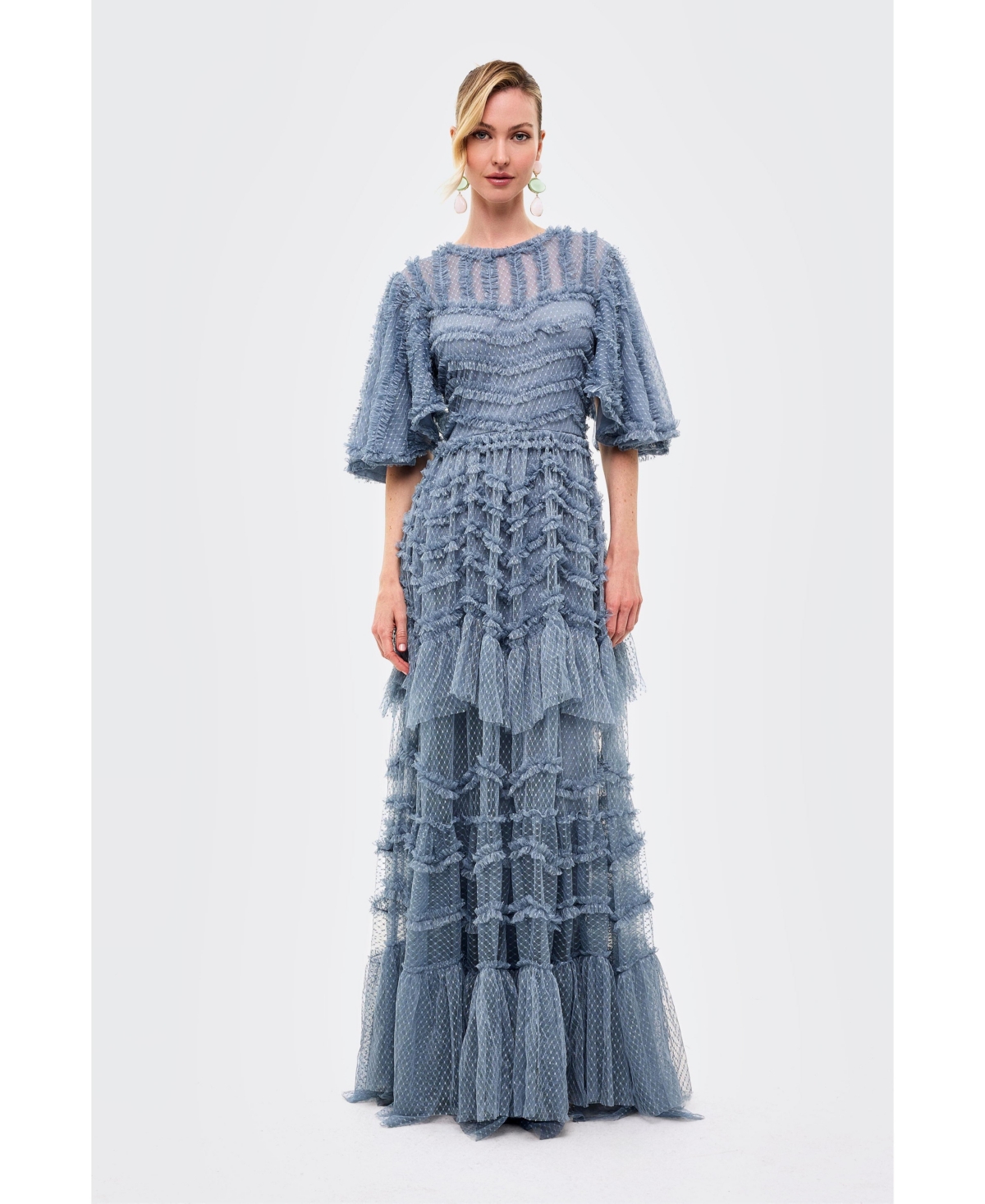 Click here for Beauut Womens Flutter Ruffle Maxi Dress - Powder b... prices