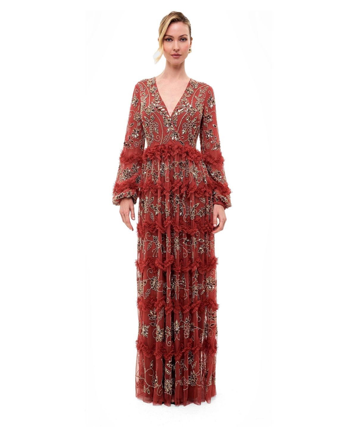Click here for Beauut Womens Embellished Sequins Maxi Ruffle Dres... prices