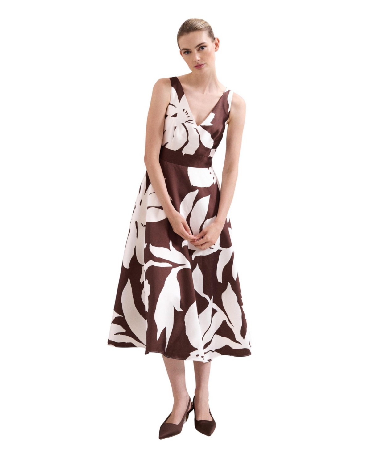 Click here for Phase Eight Womens Petite Delicia Midi Dress - Bro... prices