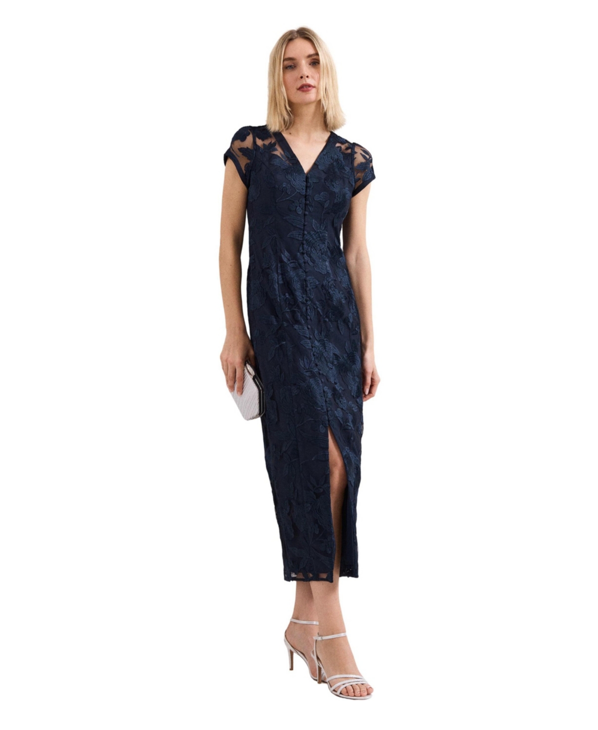 Click here for Phase Eight Womens Klaudia V-Neck Midi Dress - Nav... prices