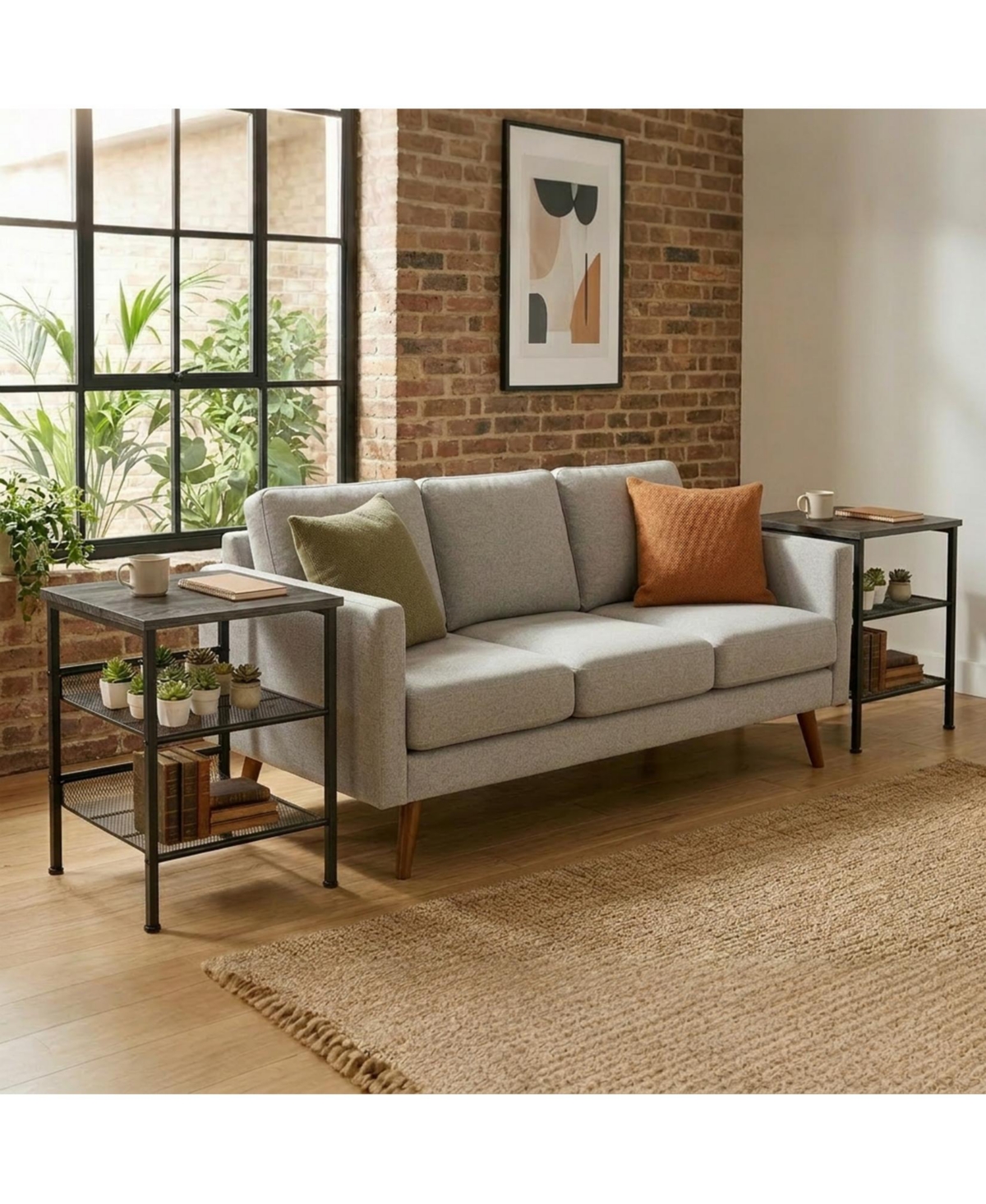 Click here for homfan 2-Piece 3-Tier Square End Table Set  Indust... prices