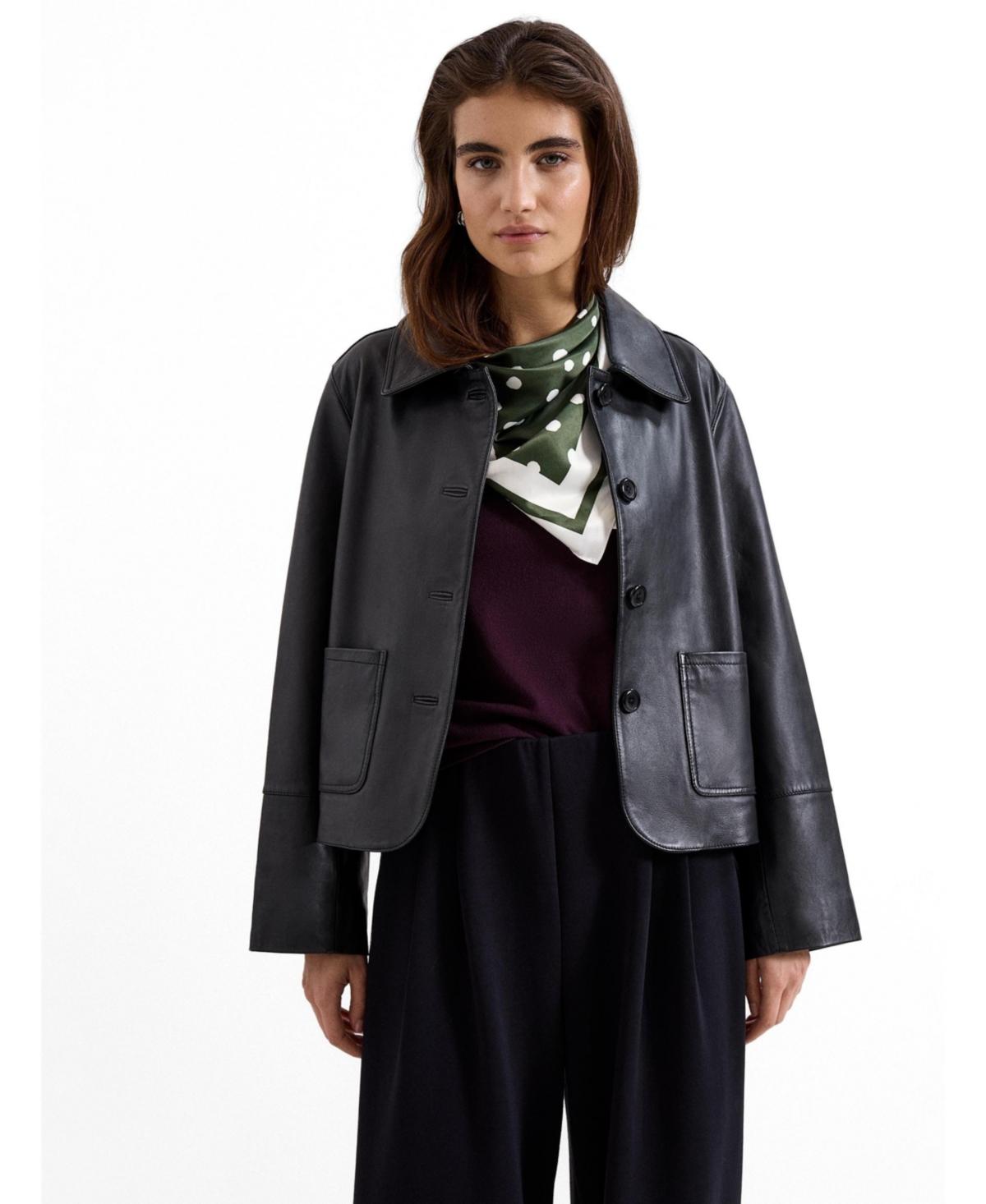 Click here for Phase Eight Womens Pippa Leather Jacket - Black prices