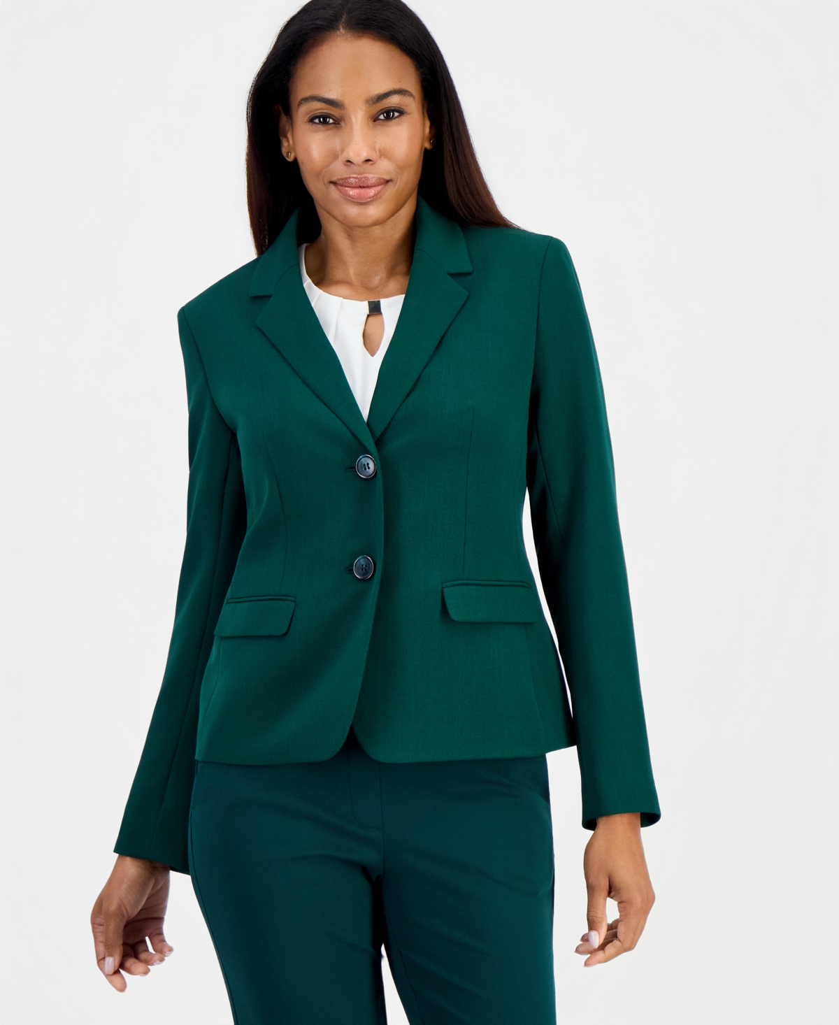 Click here for Kasper Petite Notch Collar Two-Button Flap Pockets... prices