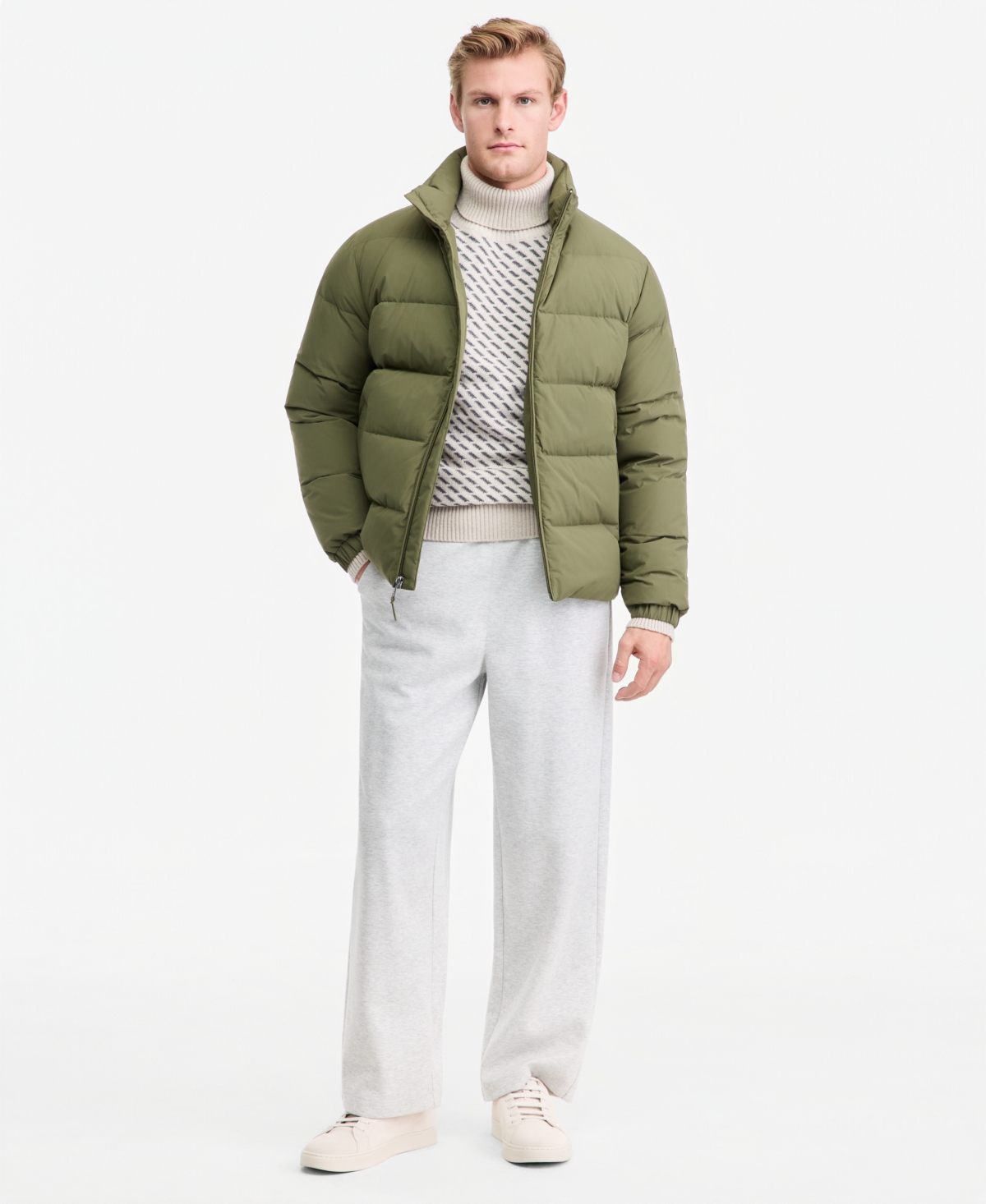Click here for Calvin Klein Mens Down Blend Puffer Jacket - Olive prices