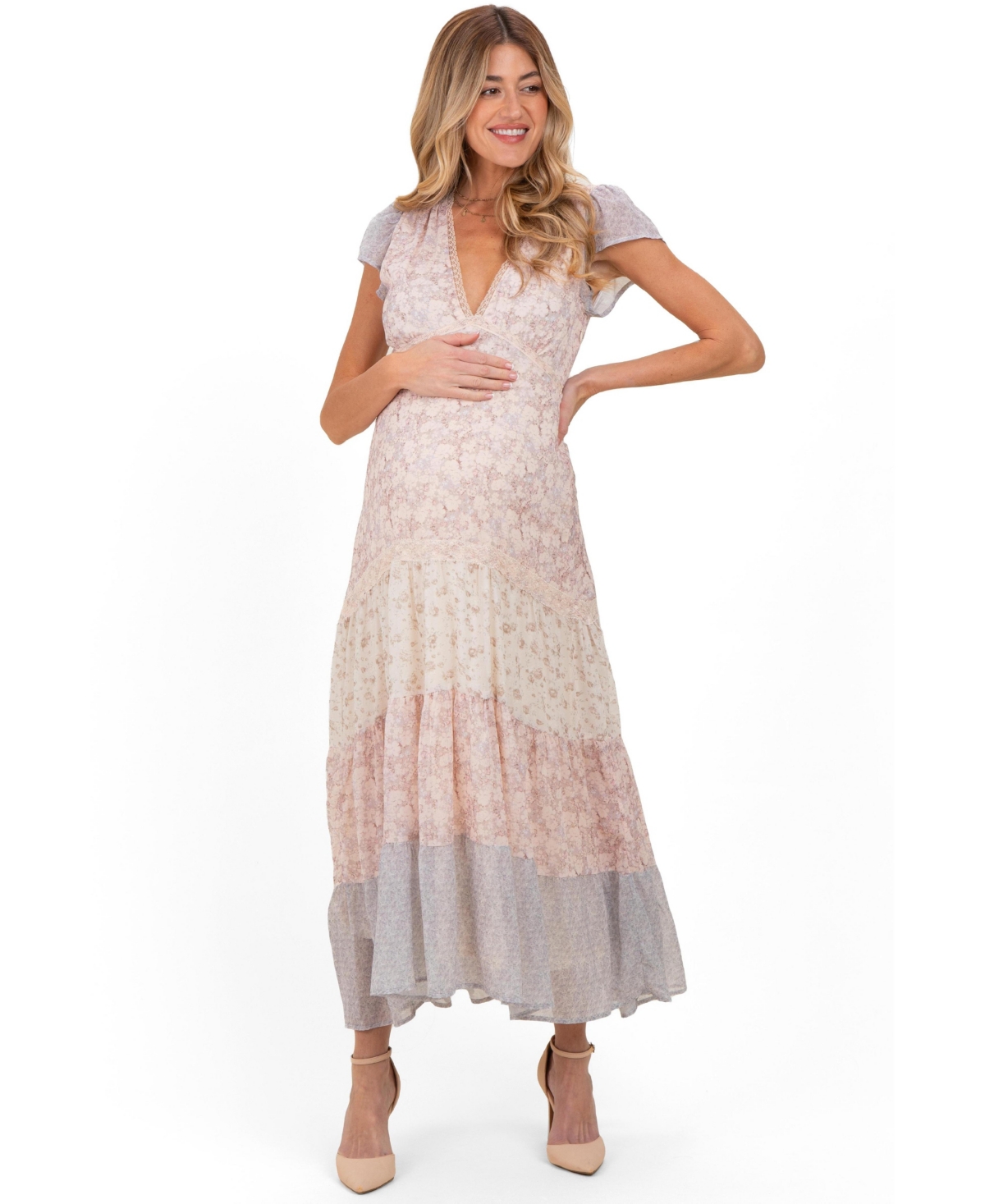 Click here for Pinkblush Maternity Multicolor Floral Colorblock T... prices