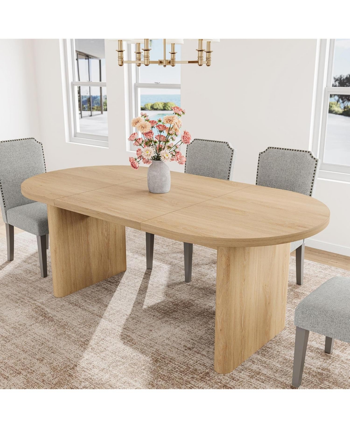 Click here for gaomon 3-Piece 63 inch Oval Dining Set  Table with... prices
