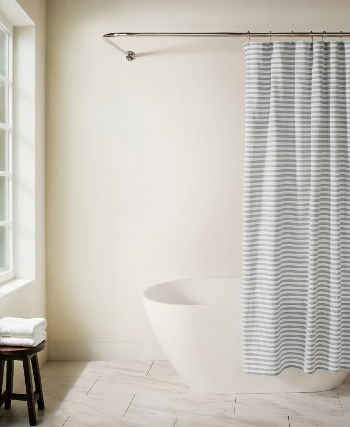 Click here for ienjoy Home Cotton Blend Striped Shower Curtains... prices