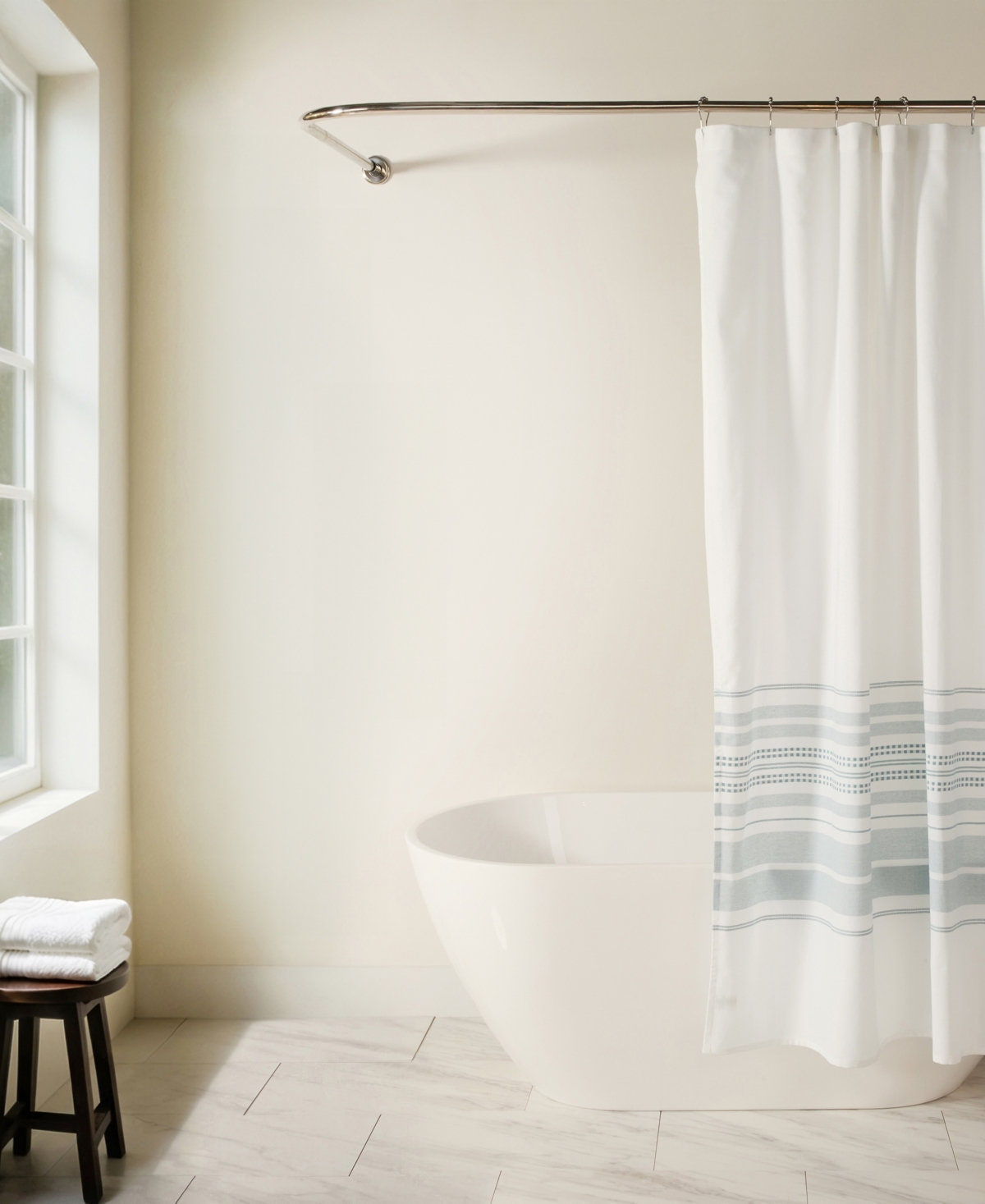 Click here for ienjoy Home Cotton Blend Striped Shower Curtains... prices