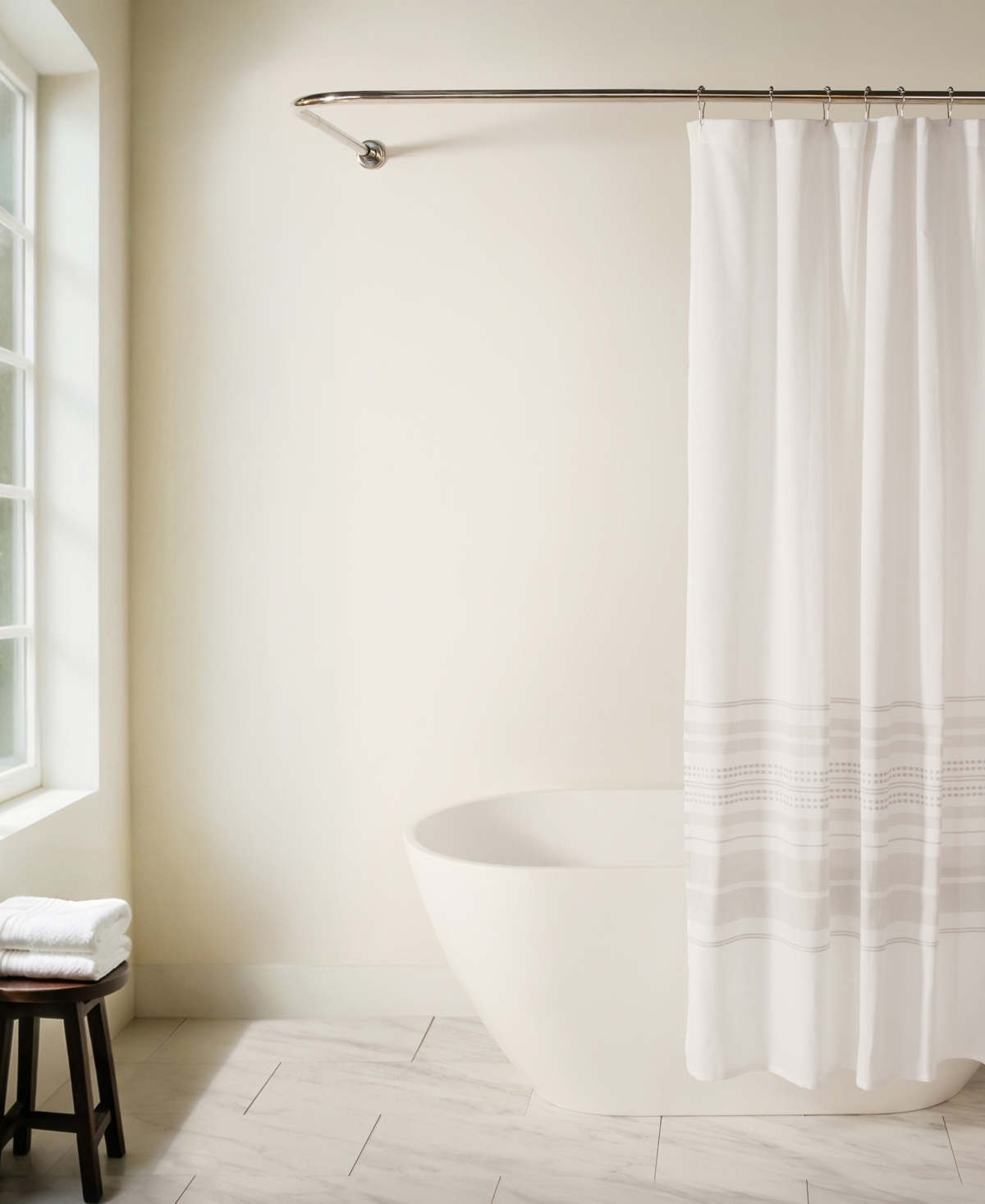 Click here for ienjoy Home Cotton Blend Striped Shower Curtains... prices
