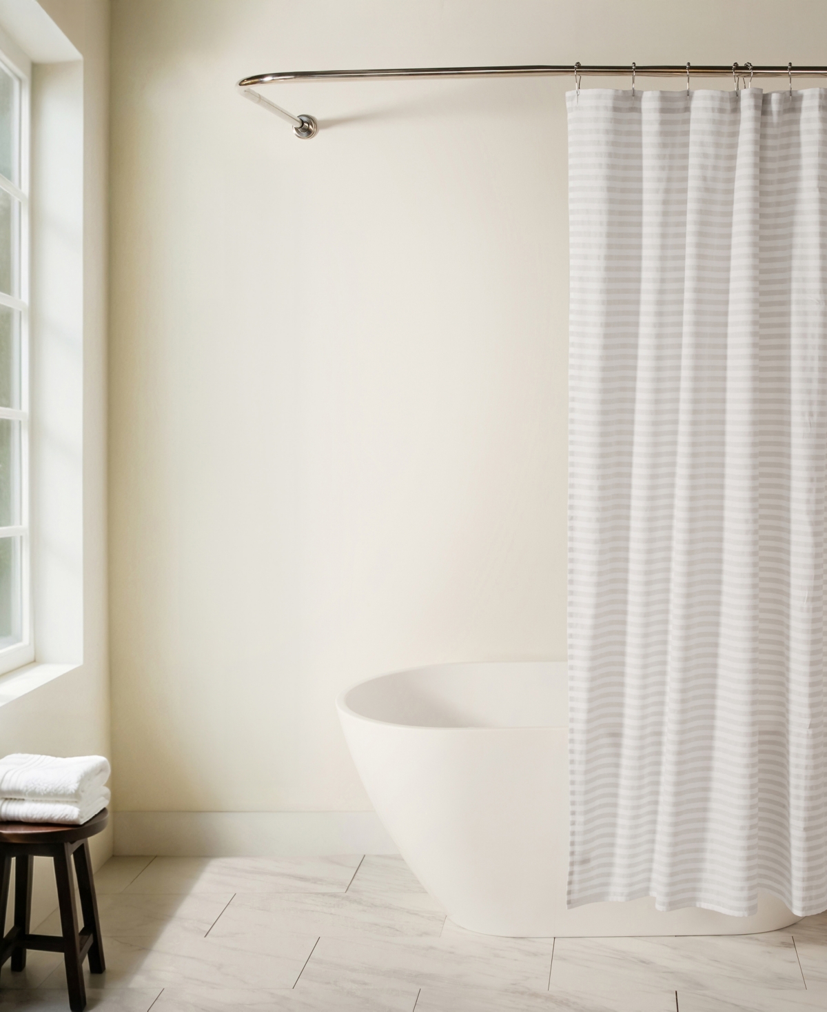 Click here for ienjoy Home Cotton Blend Striped Shower Curtains... prices
