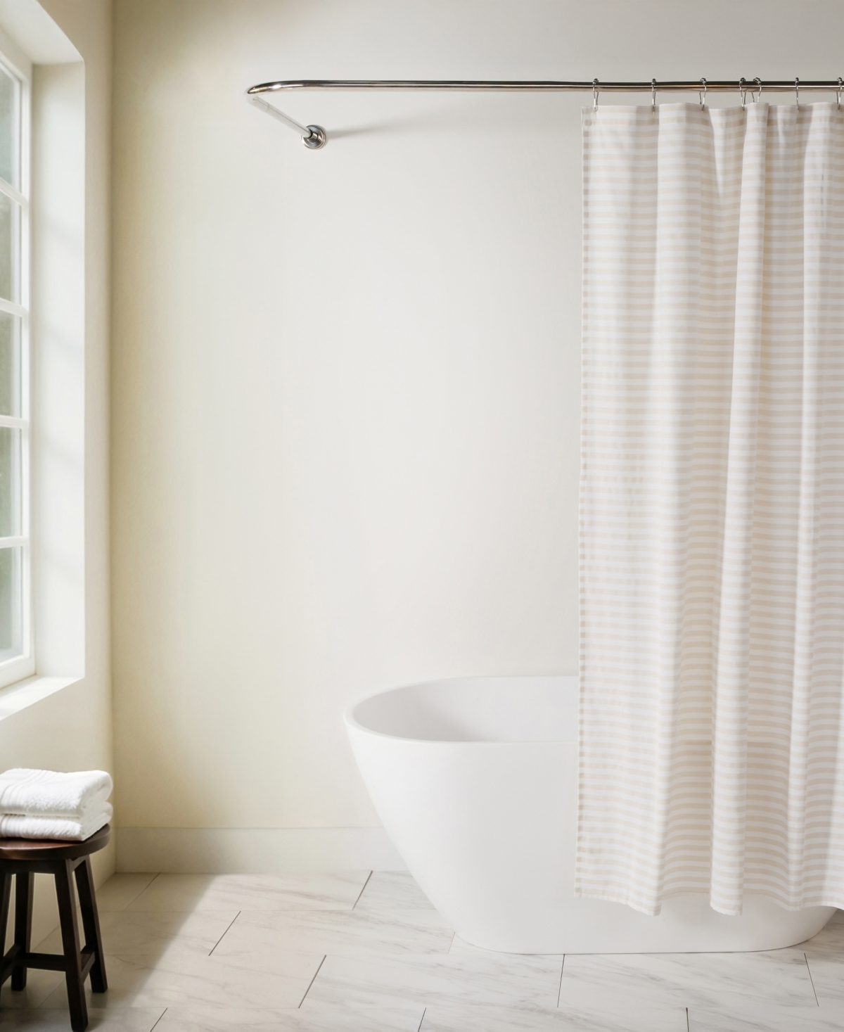 Click here for ienjoy Home Cotton Blend Striped Shower Curtains... prices