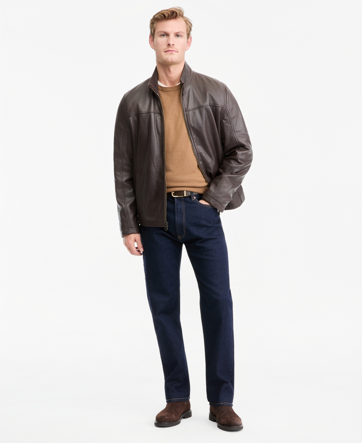 Click here for Cole Haan Mens Smooth Leather Jacket  Created for... prices