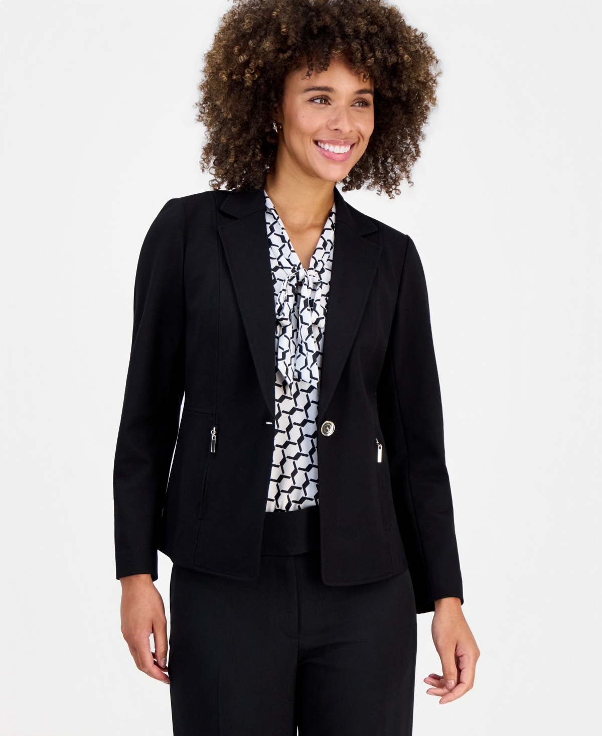 Click here for Kasper Womens Notch-Collar Single-Button Blazer -... prices