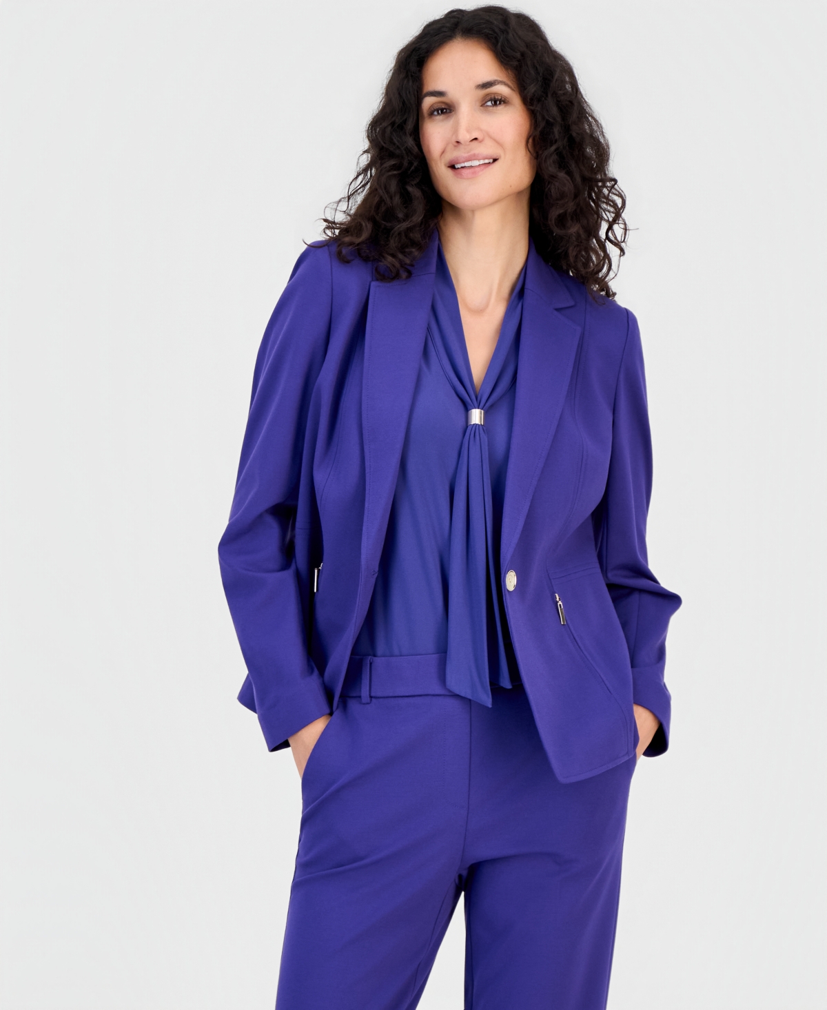 Click here for Kasper Womens Notch-Collar Single-Button Blazer -... prices