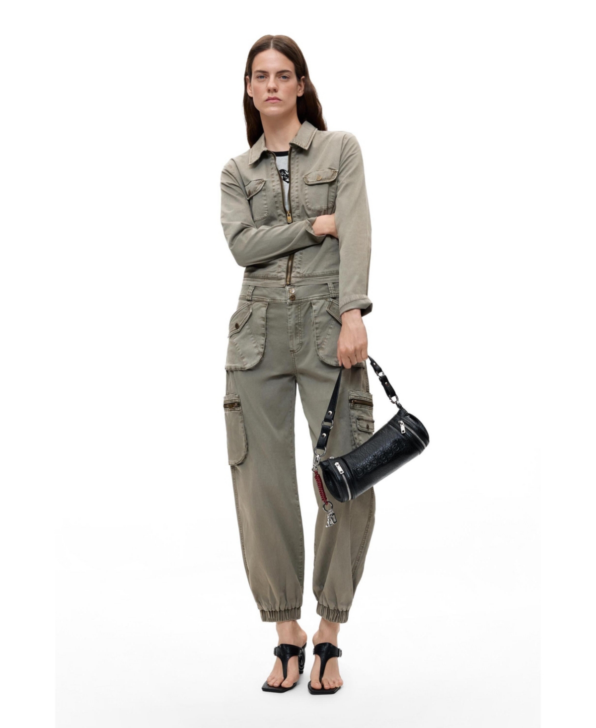 Click here for Desigual Womens Cargo Multi-Pocket Trousers - Ligh... prices