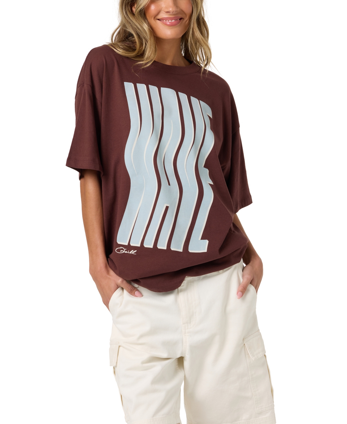Click here for ONeill Womens Oversized Graphic Cotton T-Shirt - C... prices